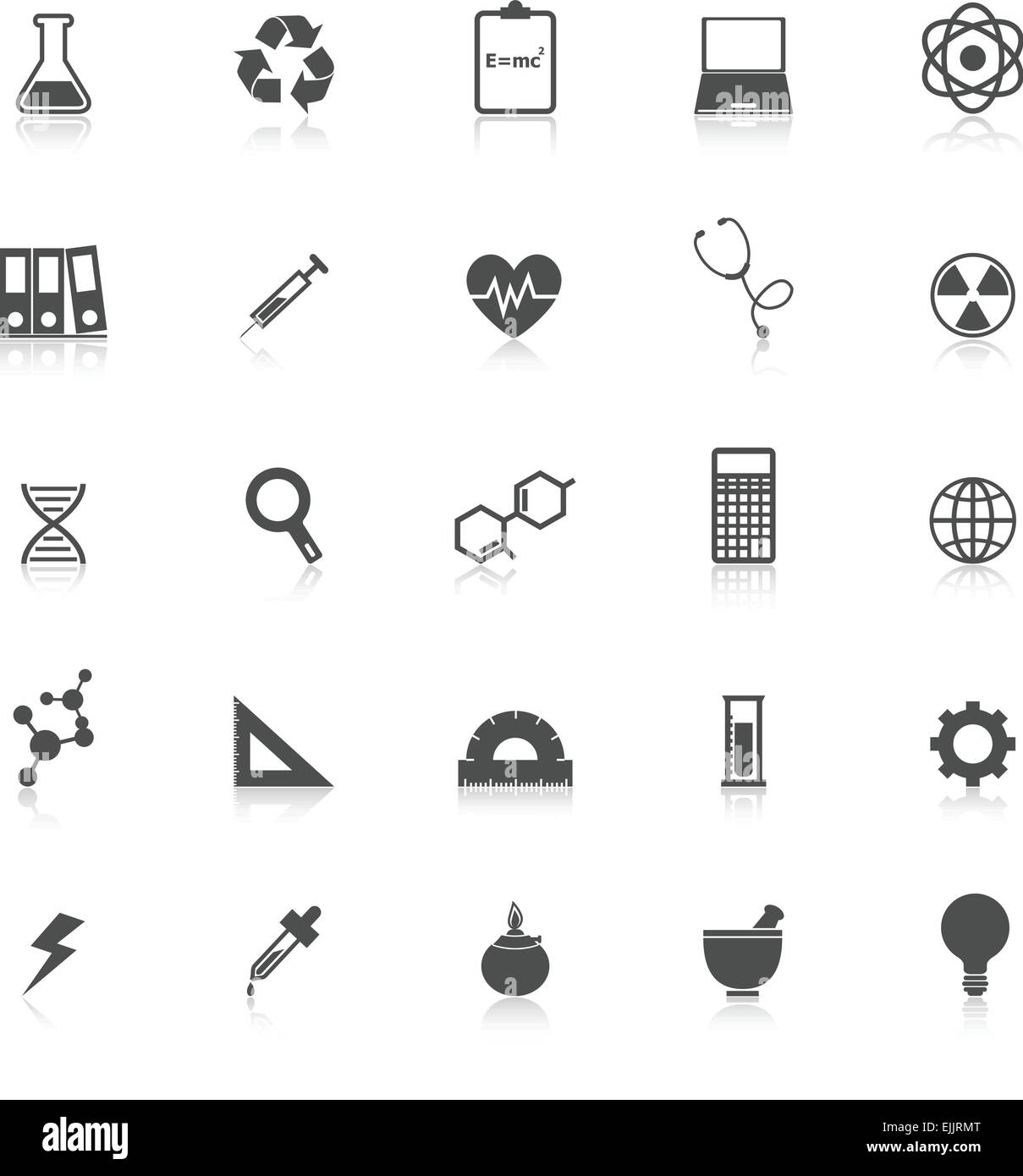 Science icons with reflect on white background, stock vector Stock ...