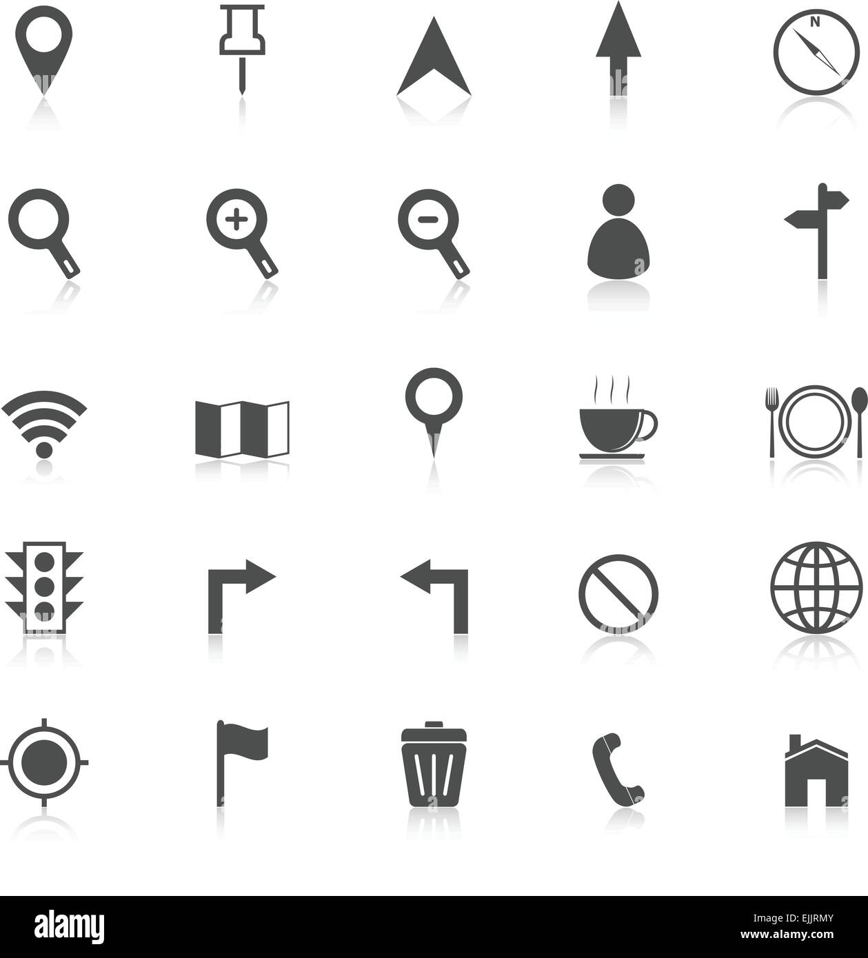 Map icons with reflect on white background, stock vector Stock Vector ...
