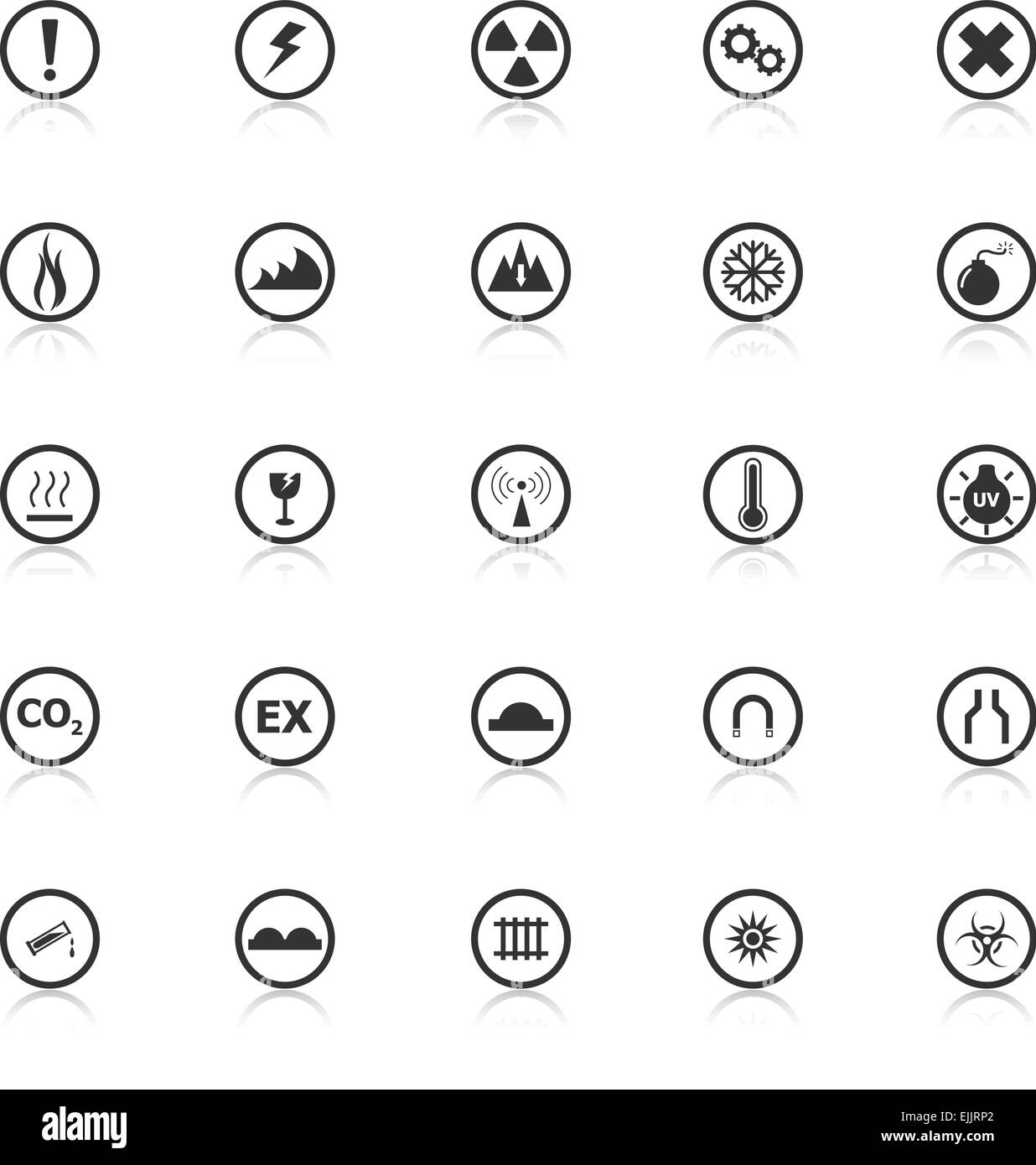 Warning sign icons with reflect on white background hi-res stock ...