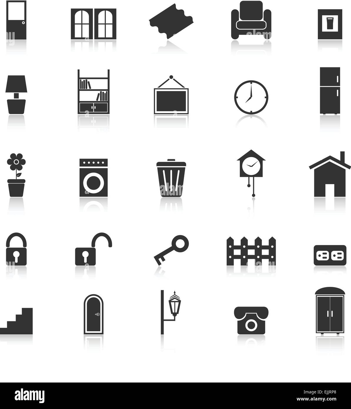 House related icons with reflect on white background, stock vector ...