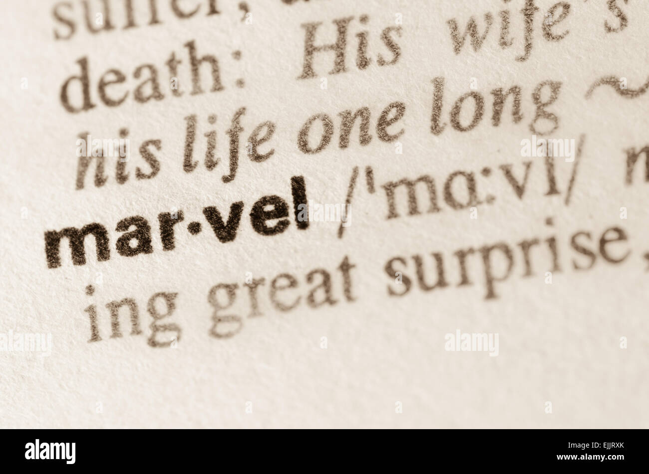 Definition of word marvel in dictionary Stock Photo - Alamy