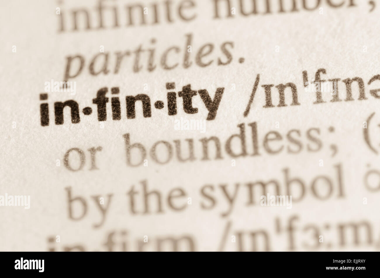 Definition of word infinty in dictionary Stock Photo - Alamy