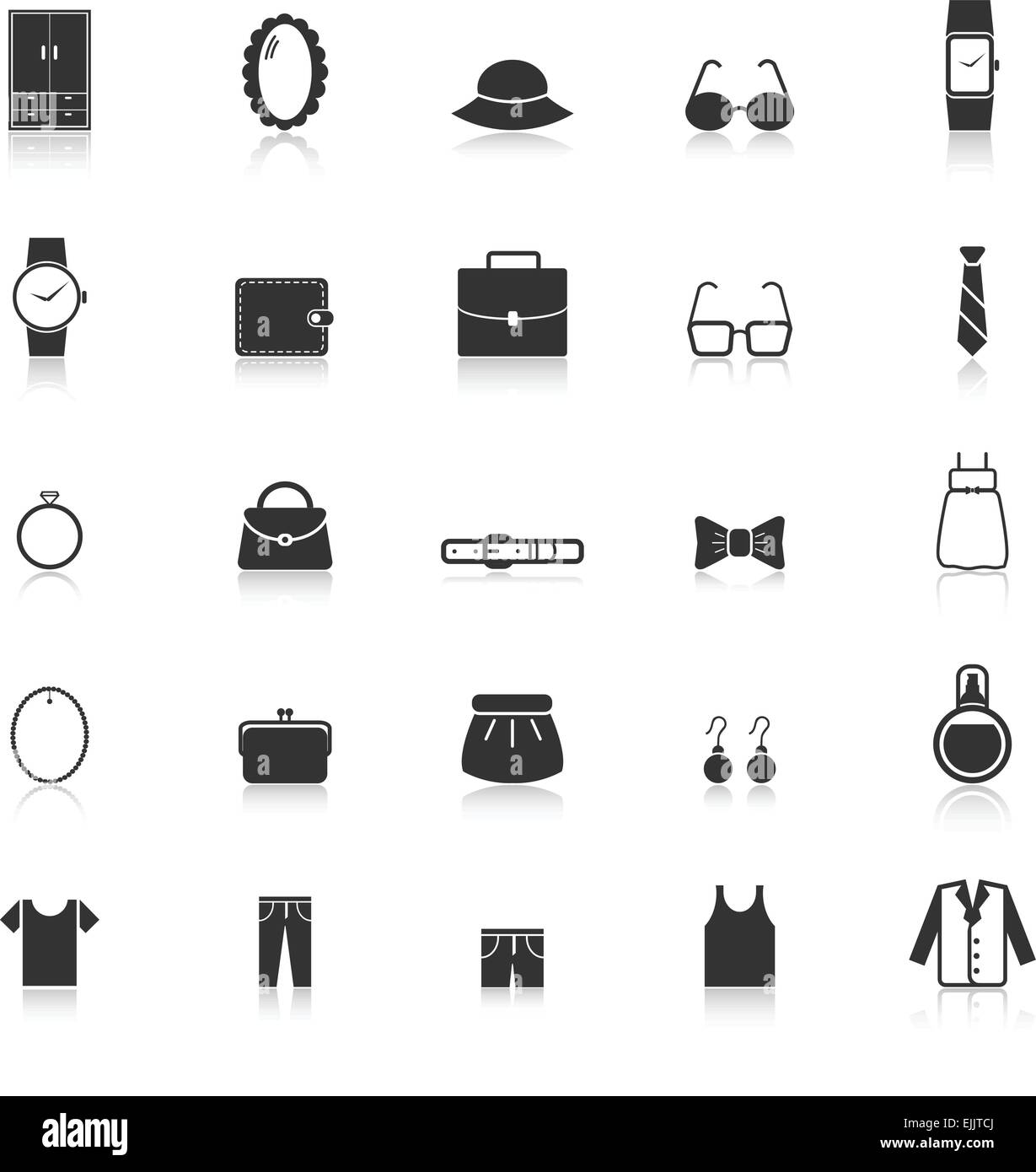 Dressing icons with reflect on white background, stock vector Stock ...