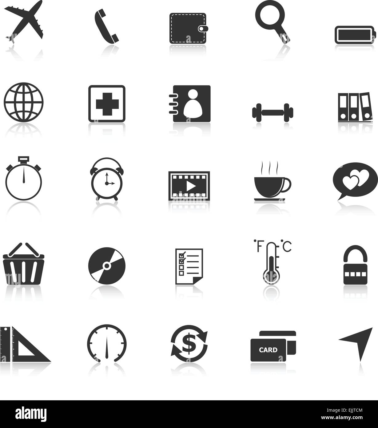 Application icons with reflect on white background. Set 2, stock vector ...