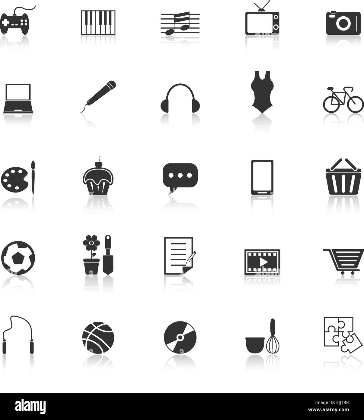 Hobby icons with reflect on white background, stock vector Stock Vector ...