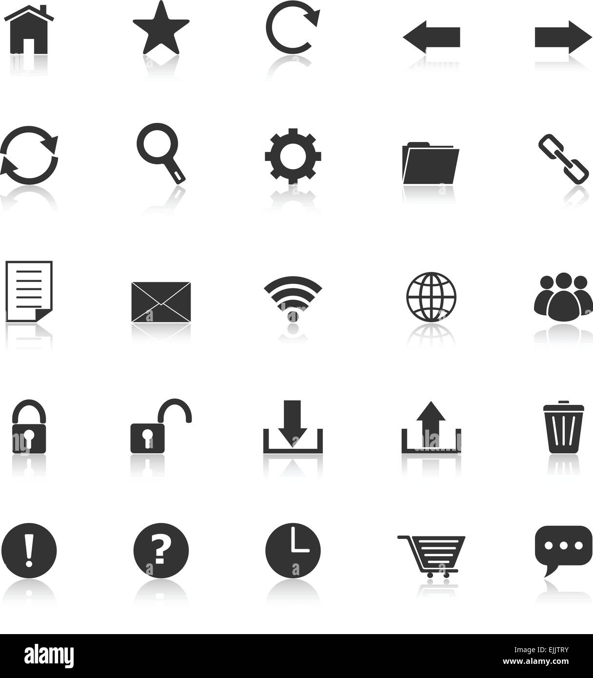 Tool bar icons with reflect on white background, stock vector Stock ...