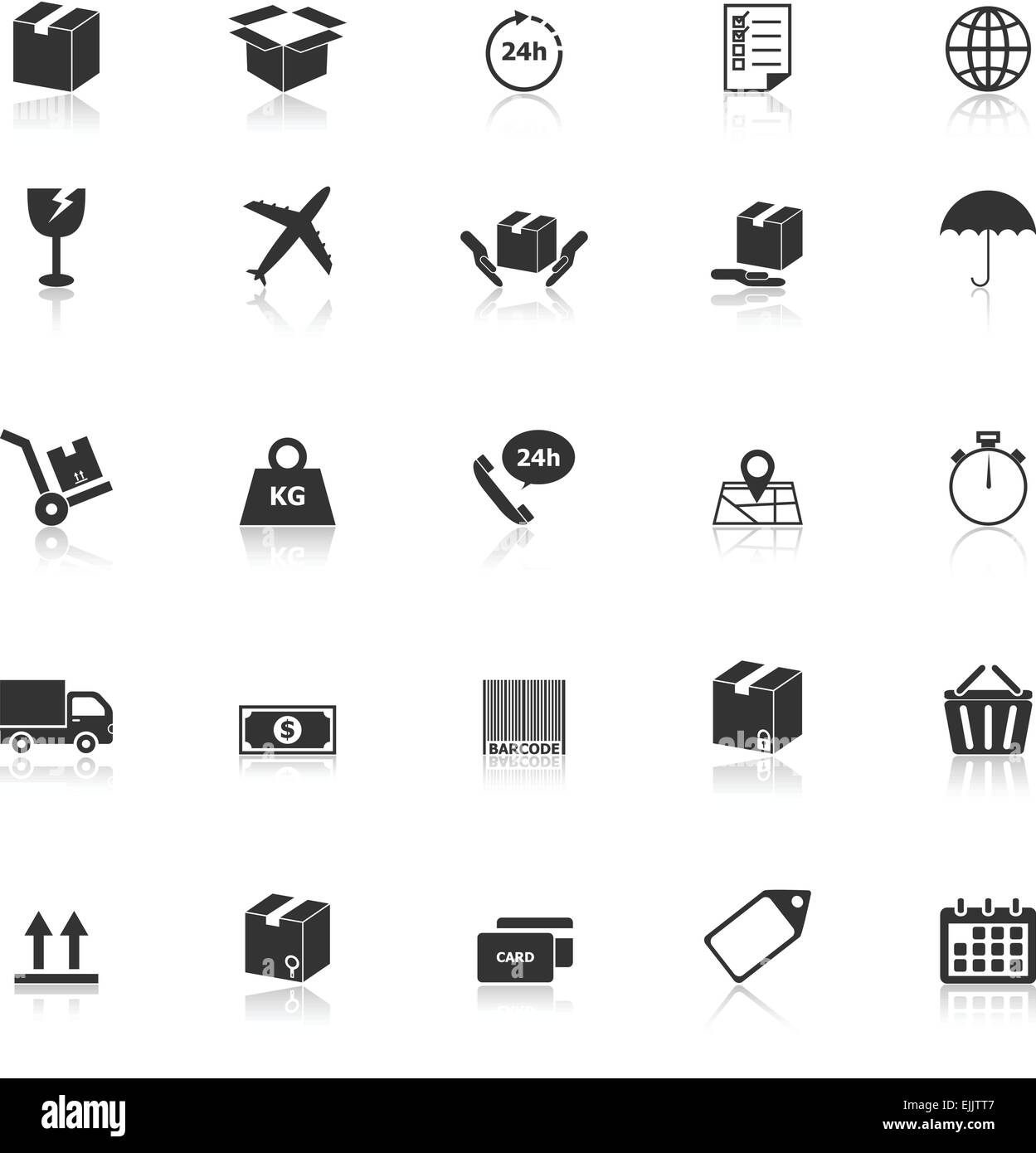 Shipping icons with reflect on white background, stock vector Stock ...