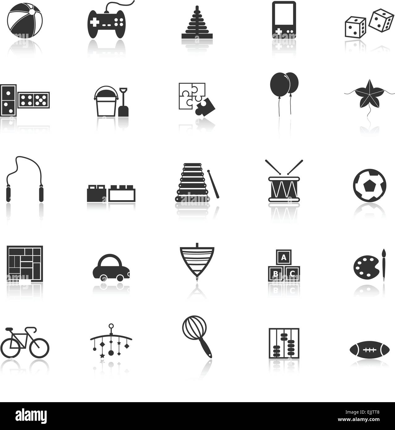 Toy icons with reflect on white background, stock vector Stock Vector ...