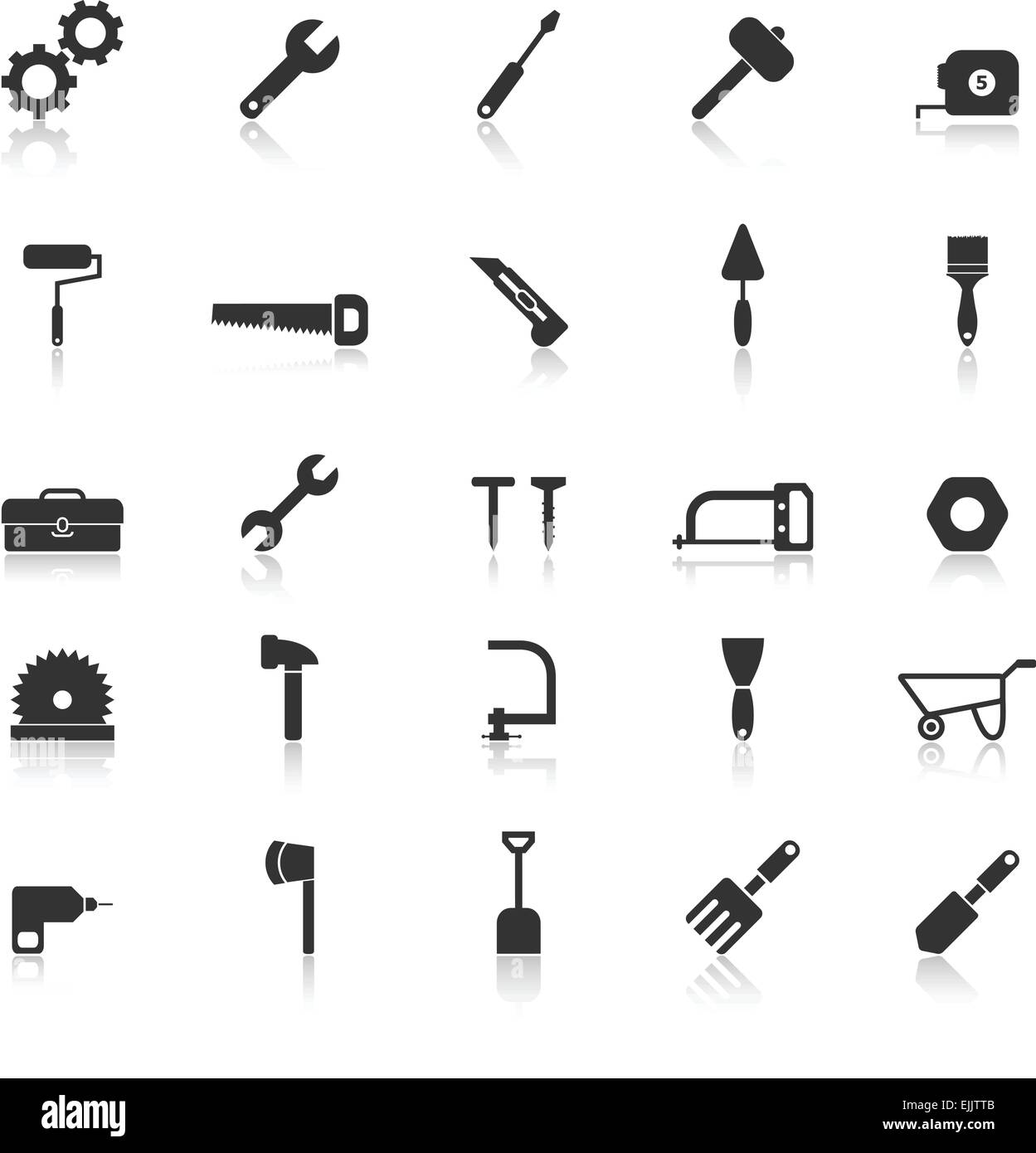 Tool icons with reflect on white background, stock vector Stock Vector ...