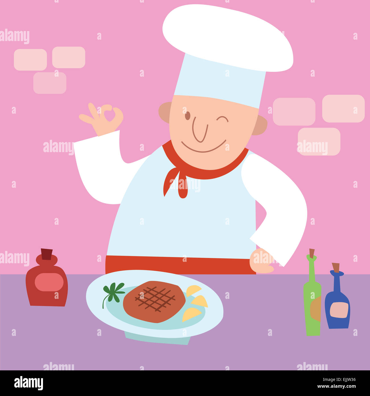 Cook gesture okay the finished dish a restaurant kitchen Stock Photo ...