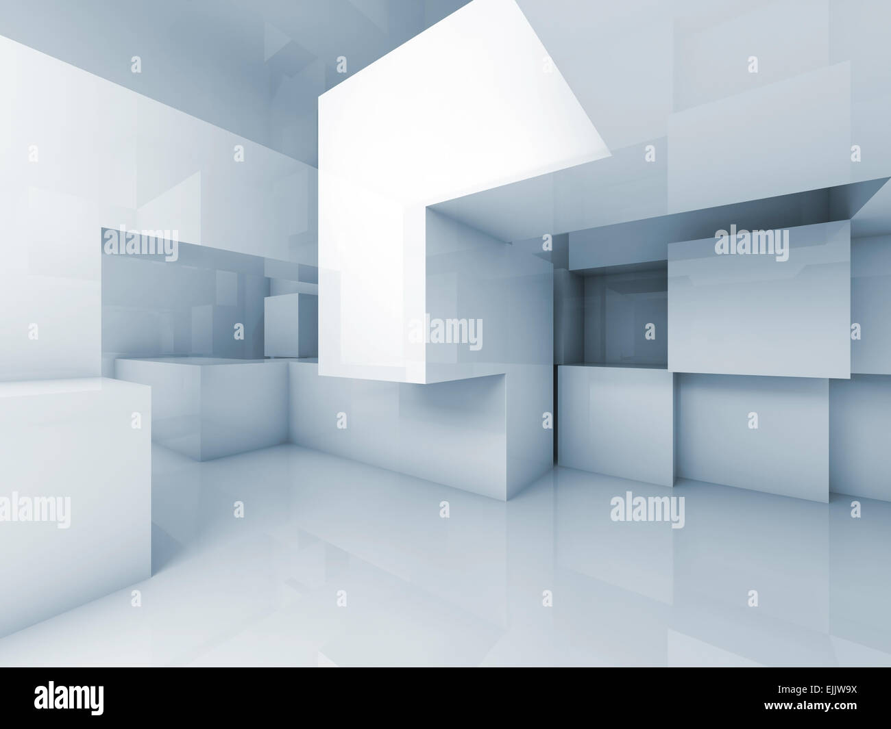 Abstract architecture background with chaotic cubes structure on the ...