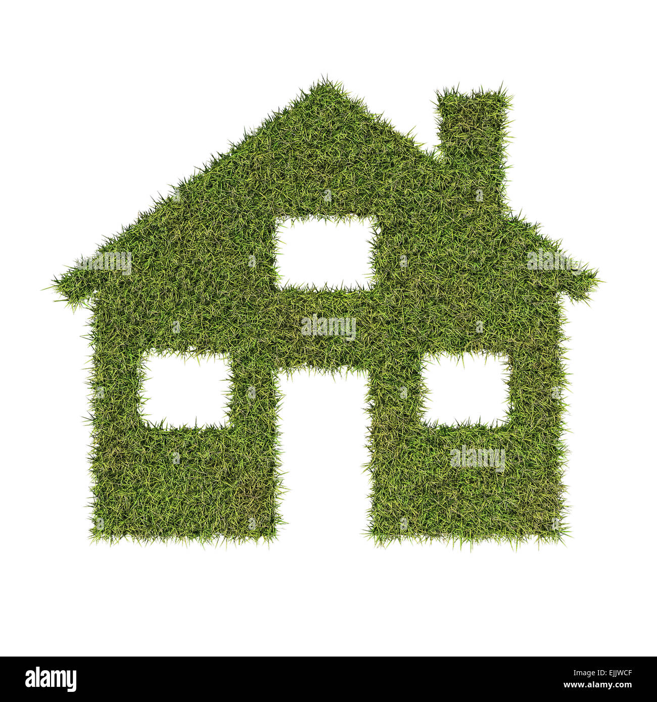 3D render of grass in shape of house on white background Stock Photo ...