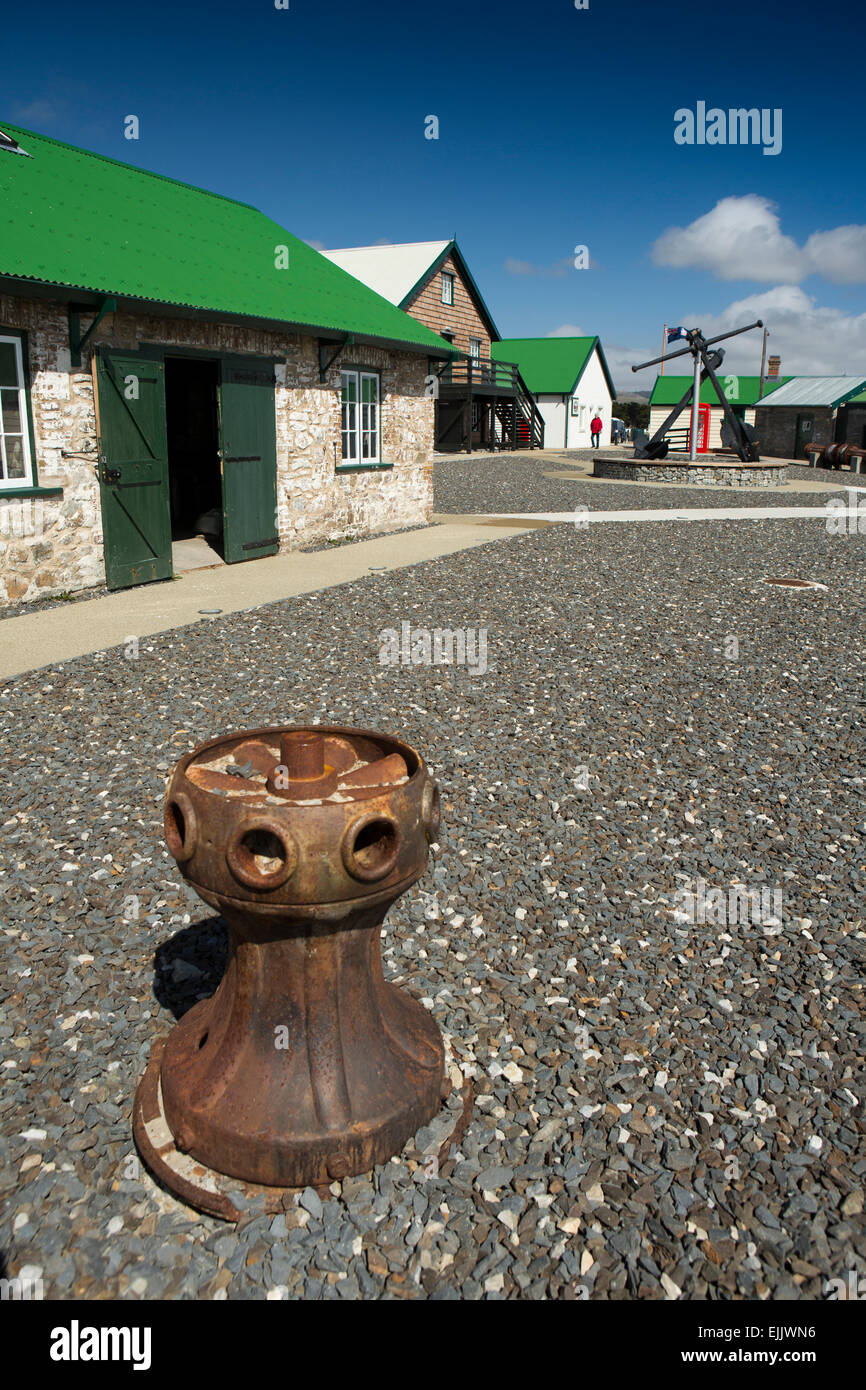 Falklands, Port Stanley, Historic, Dockyard Museum old capstan ...