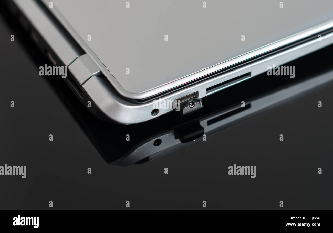 Usb flash drive connected to laptop Stock Photo - Alamy