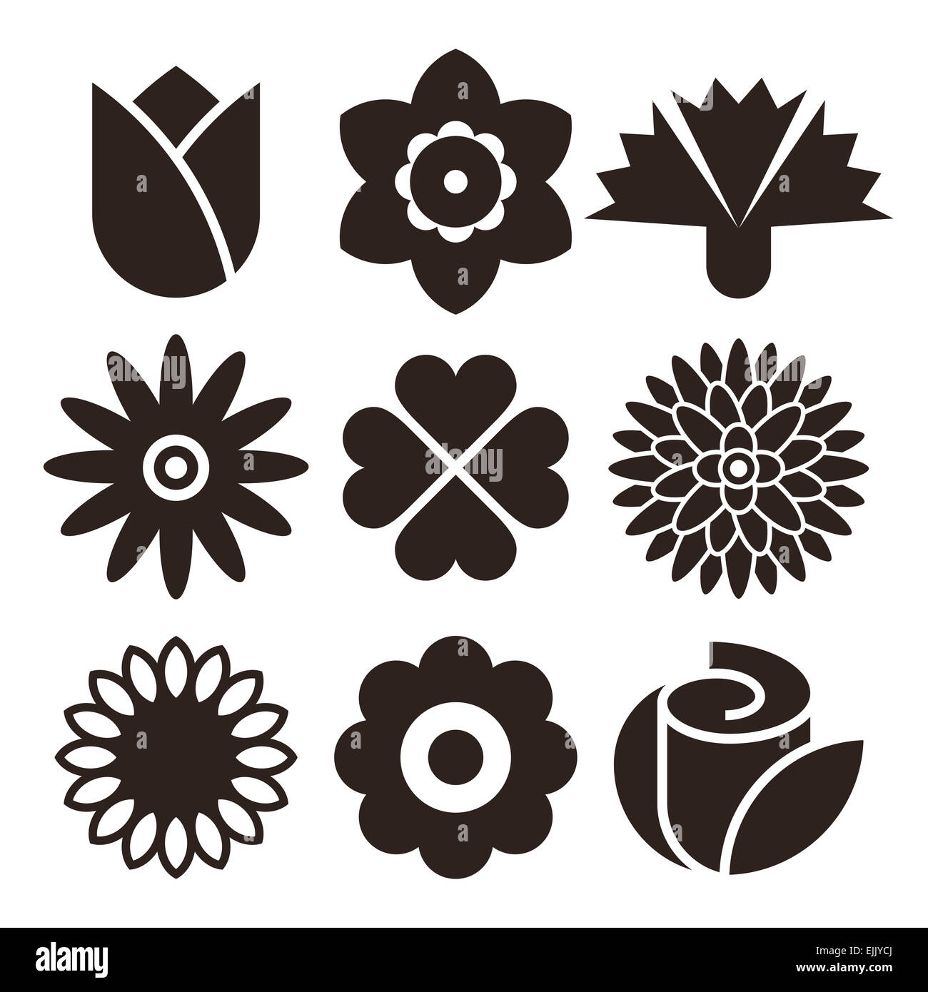 Flower icon set isolated on white background Stock Photo - Alamy