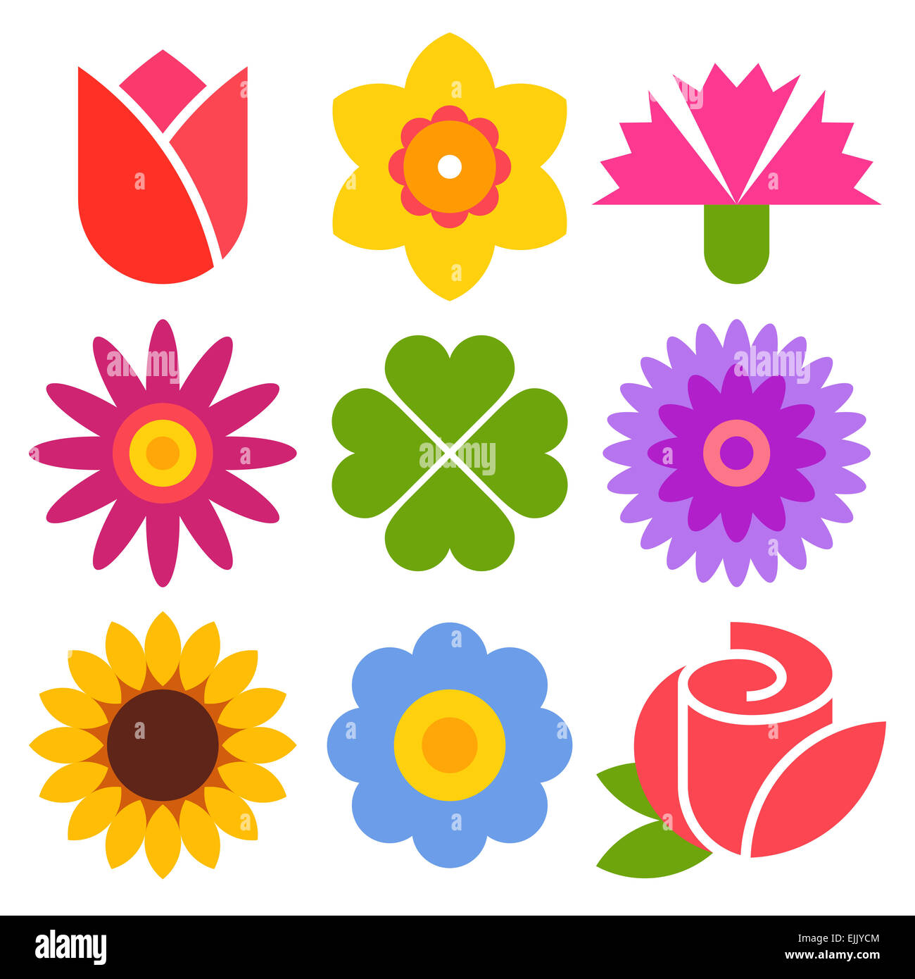 Colorful flower icon set isolated on white background Stock Photo - Alamy