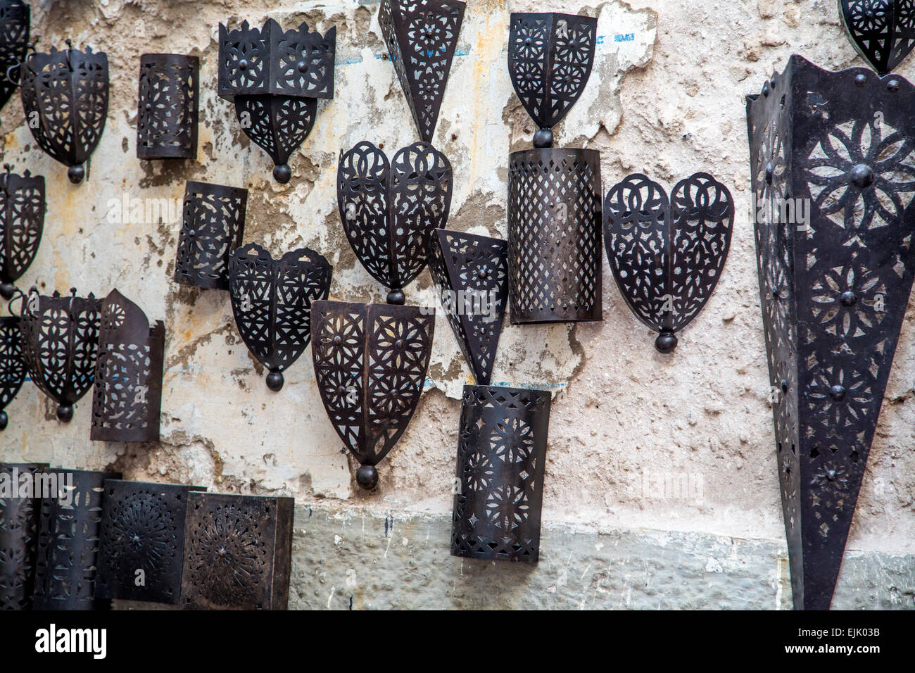 Metal works at market in Essaouira, Morocco Stock Photo - Alamy