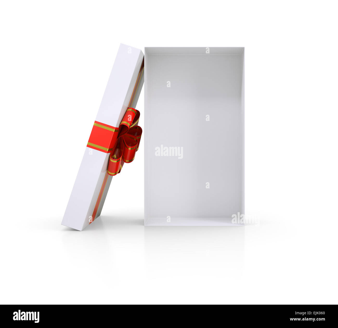 Open empty gift box and red bow. Isolated Stock Photo - Alamy