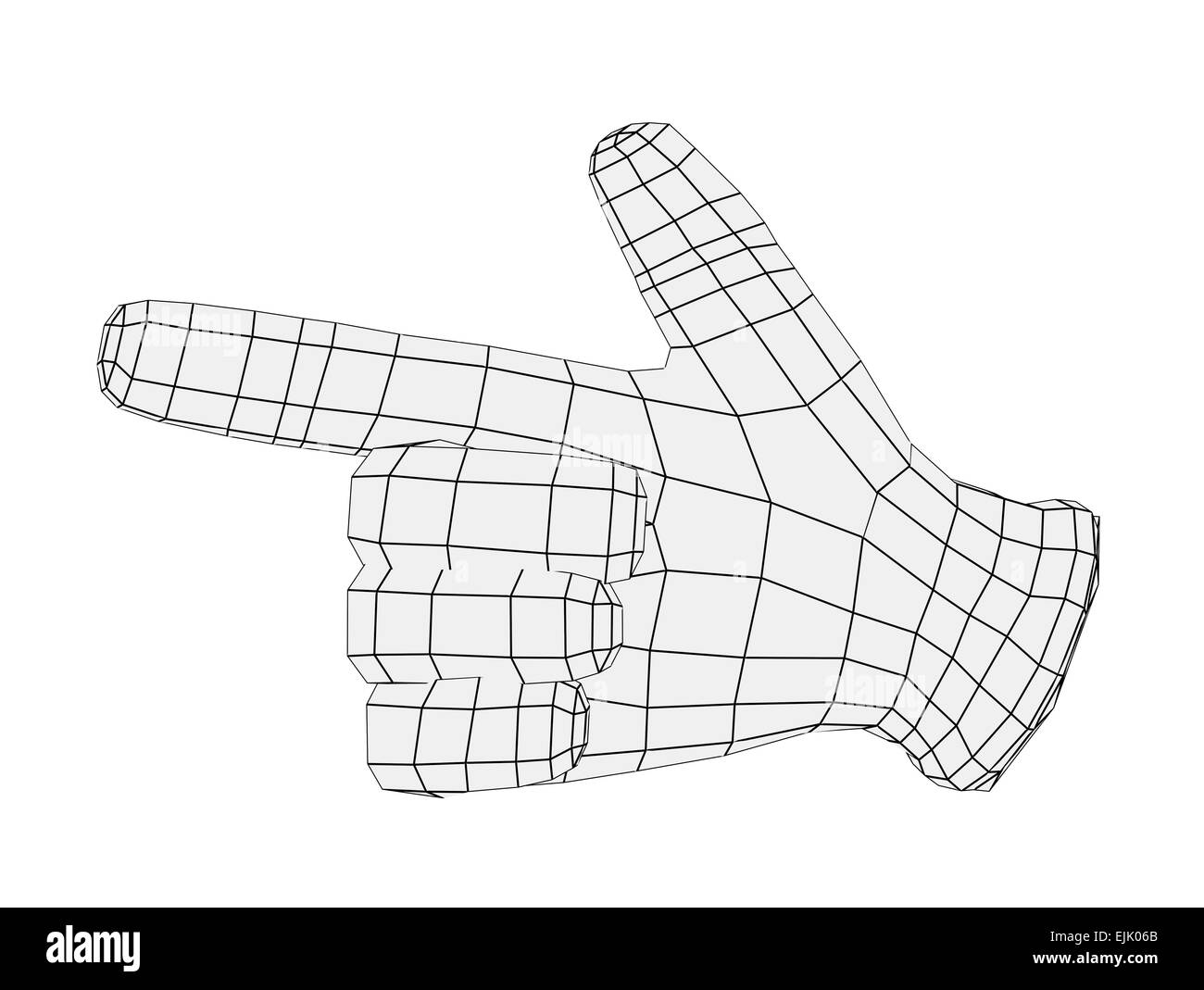 Wire-frame hand pointing finger. Front view Stock Photo - Alamy