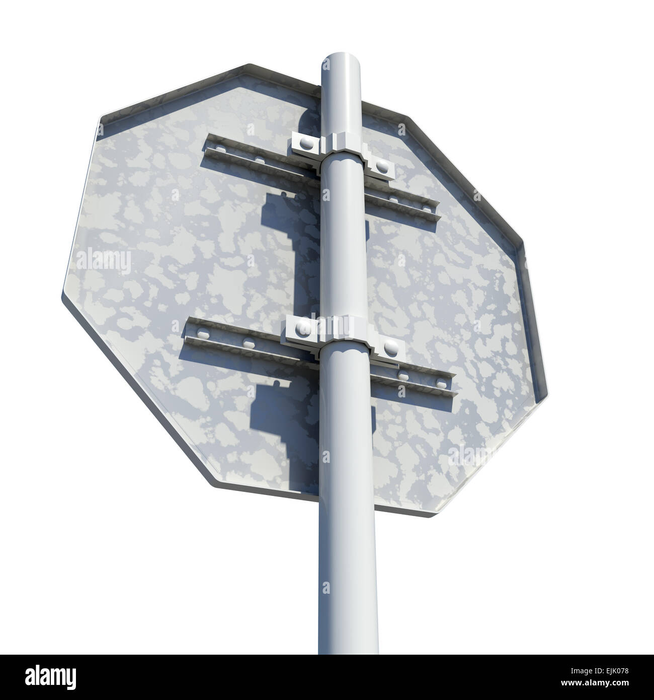 Octagonal road sign. Rear view. Isolated Stock Photo - Alamy