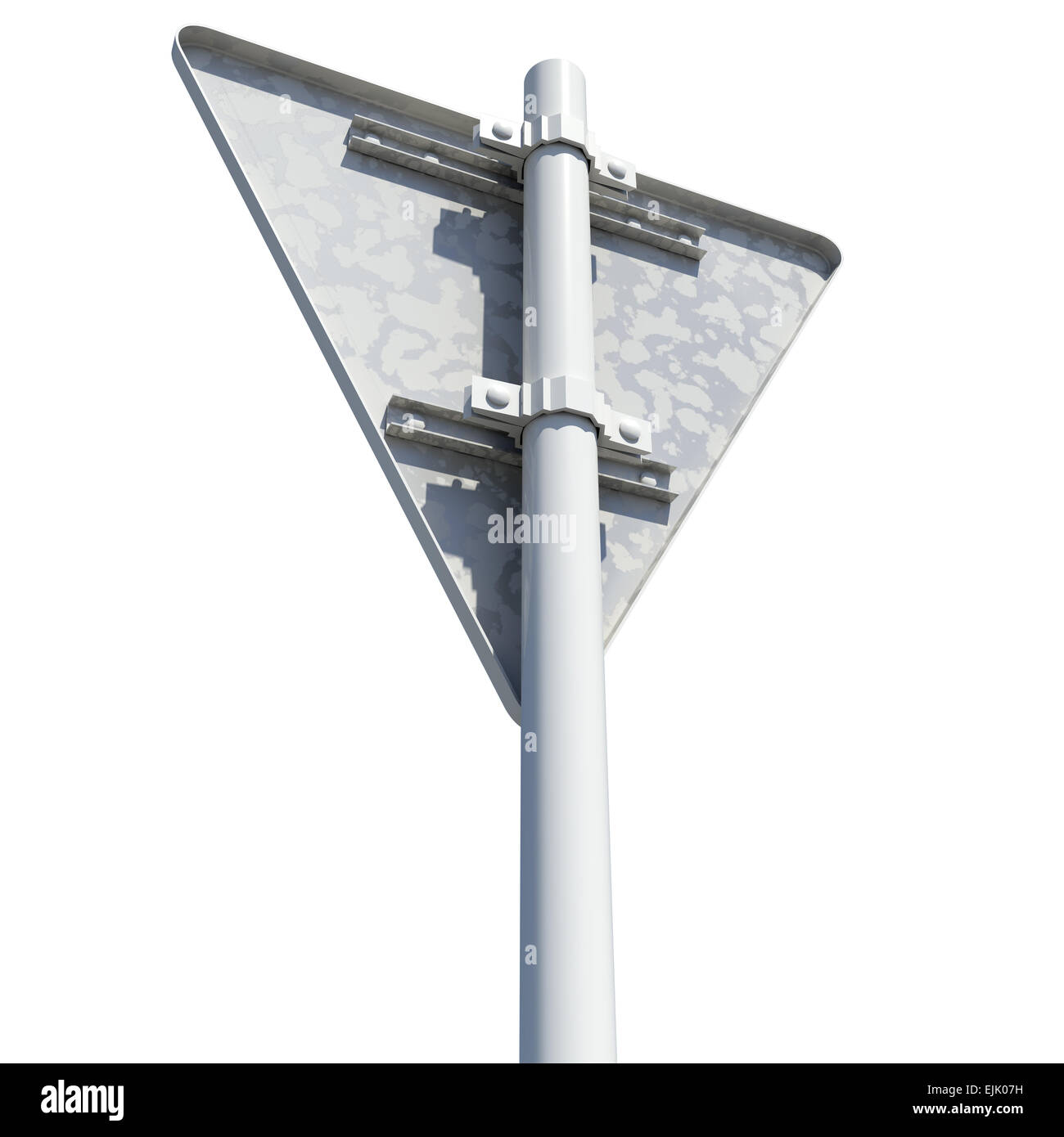Triangle road sign. Rear view. Isolated Stock Photo - Alamy