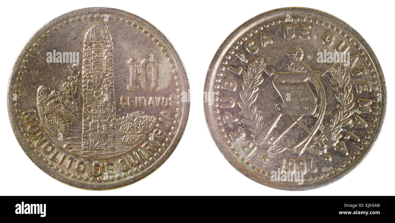 old coin of guatemala isolated on white background Stock Photo - Alamy