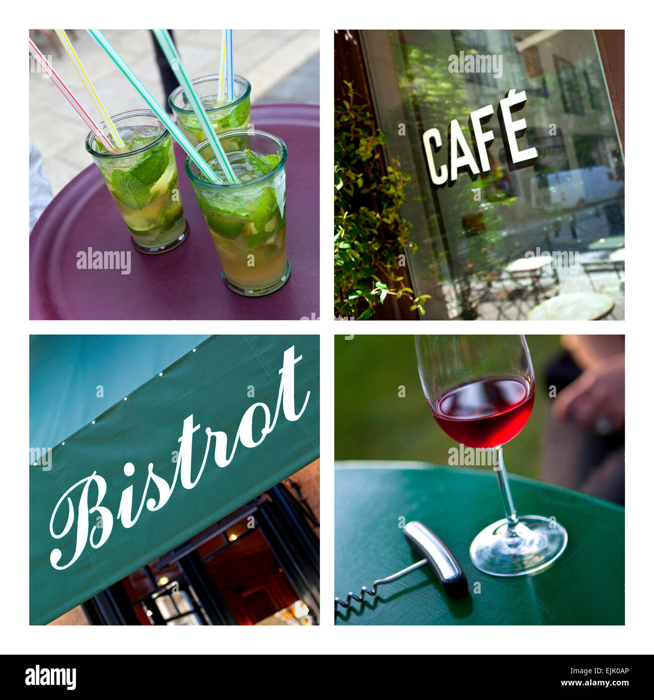 Collage of Frenche cafe and bistro Stock Photo - Alamy