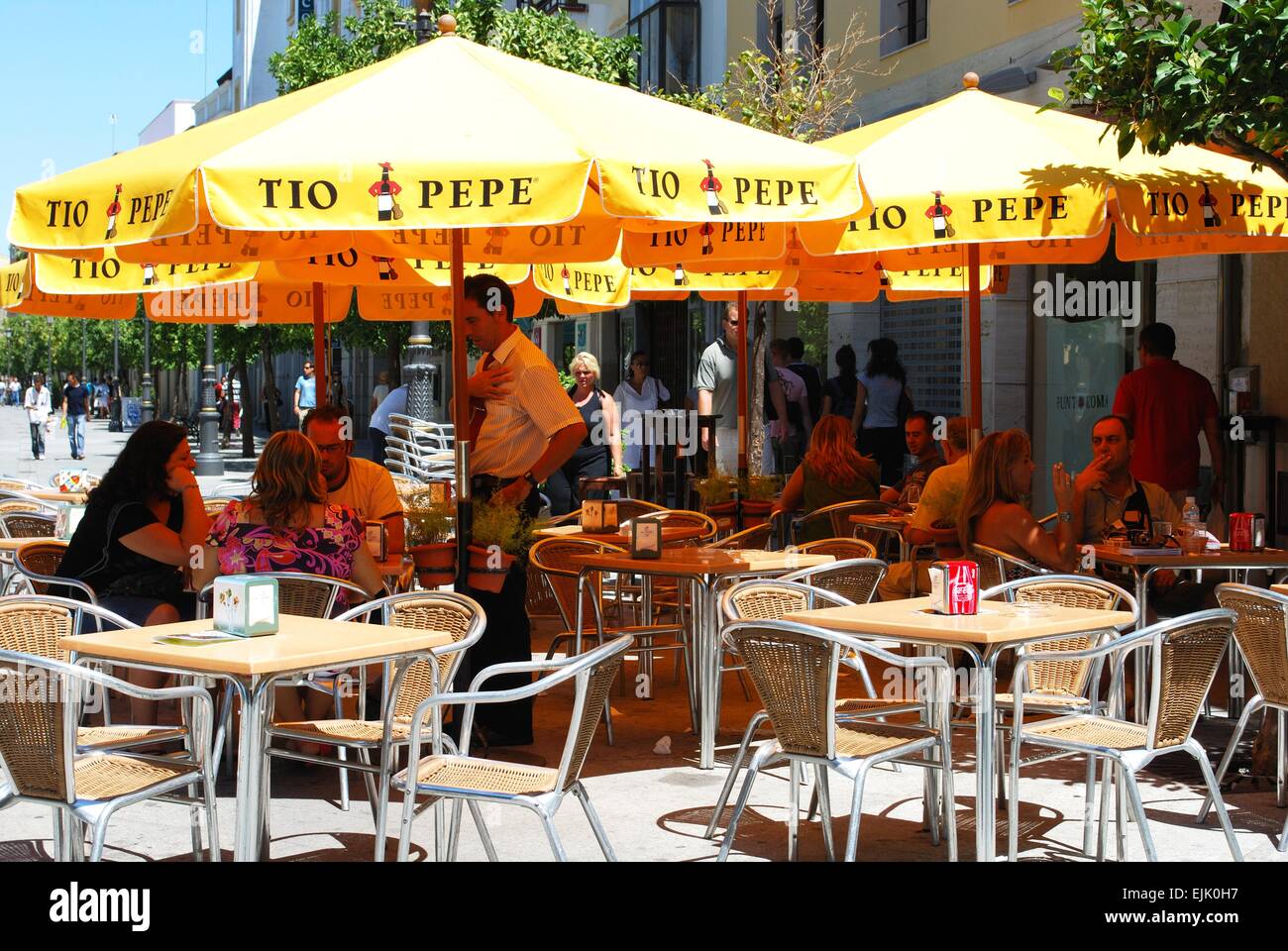 Pavement cafe in the city centre, Jerez de la Frontera, Cadiz Province ...