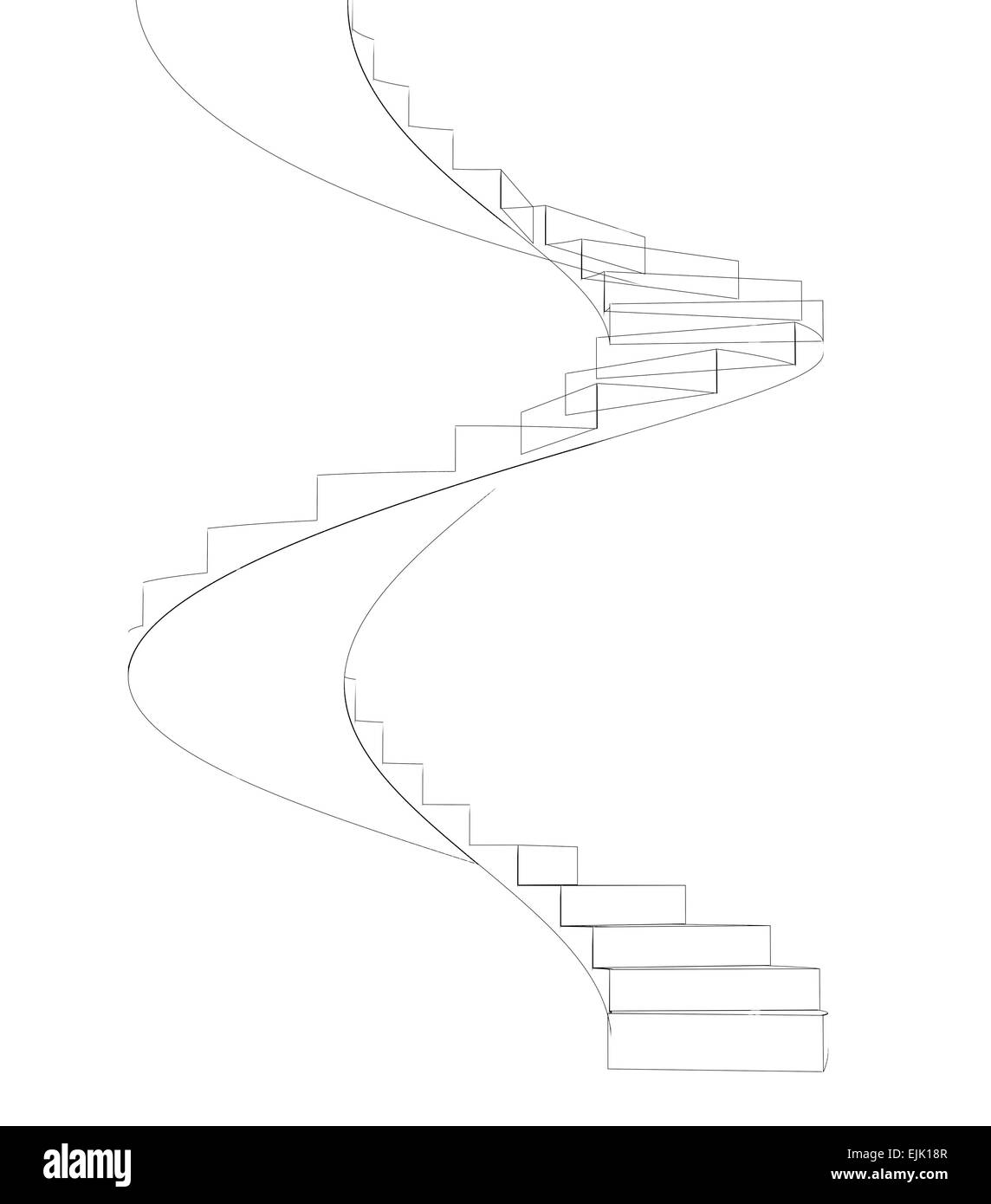 Wire-frame spiral stairs. Isolated Stock Photo - Alamy