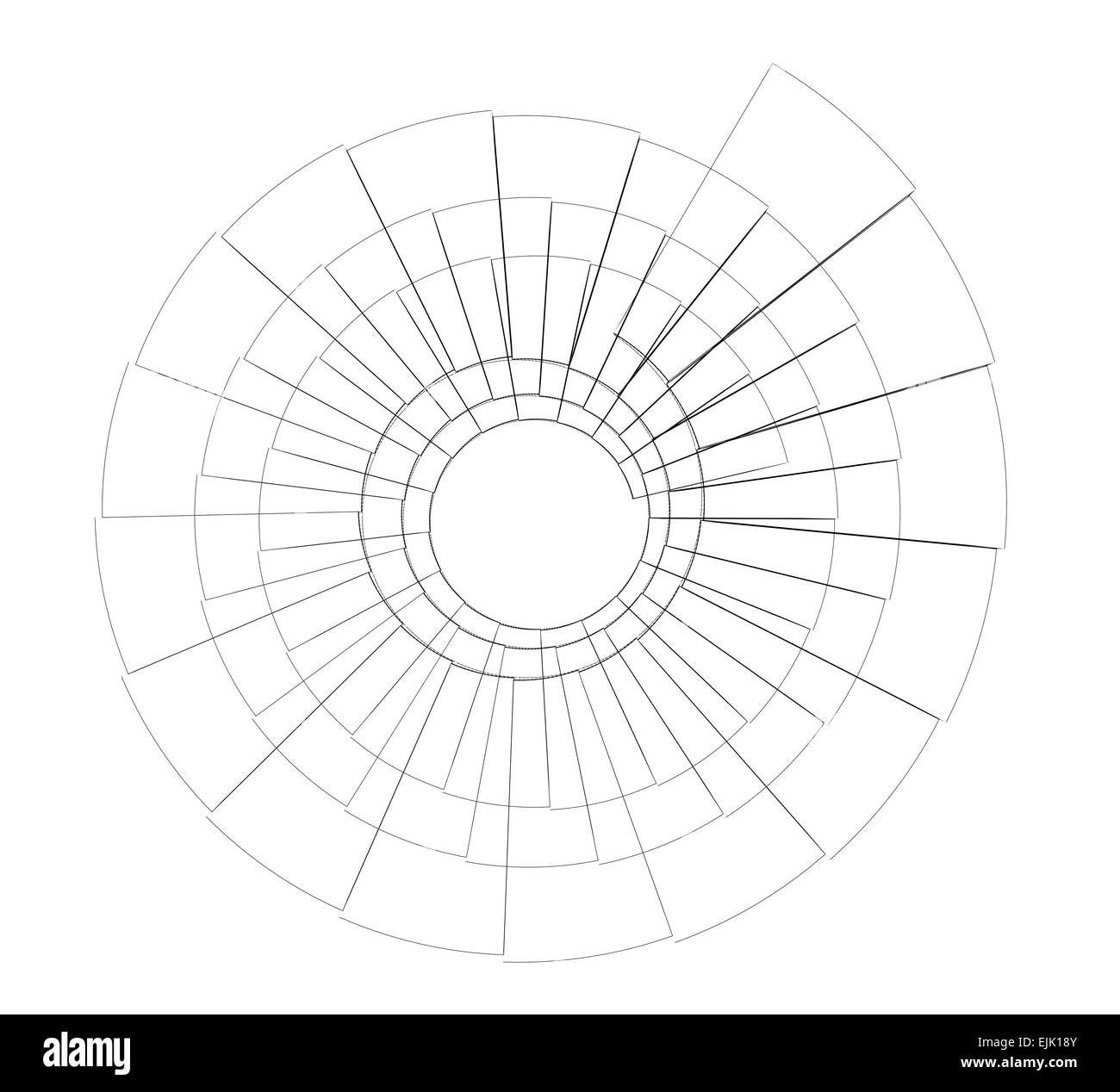 Wire-frame spiral stairs. Top view. Isolated Stock Photo - Alamy