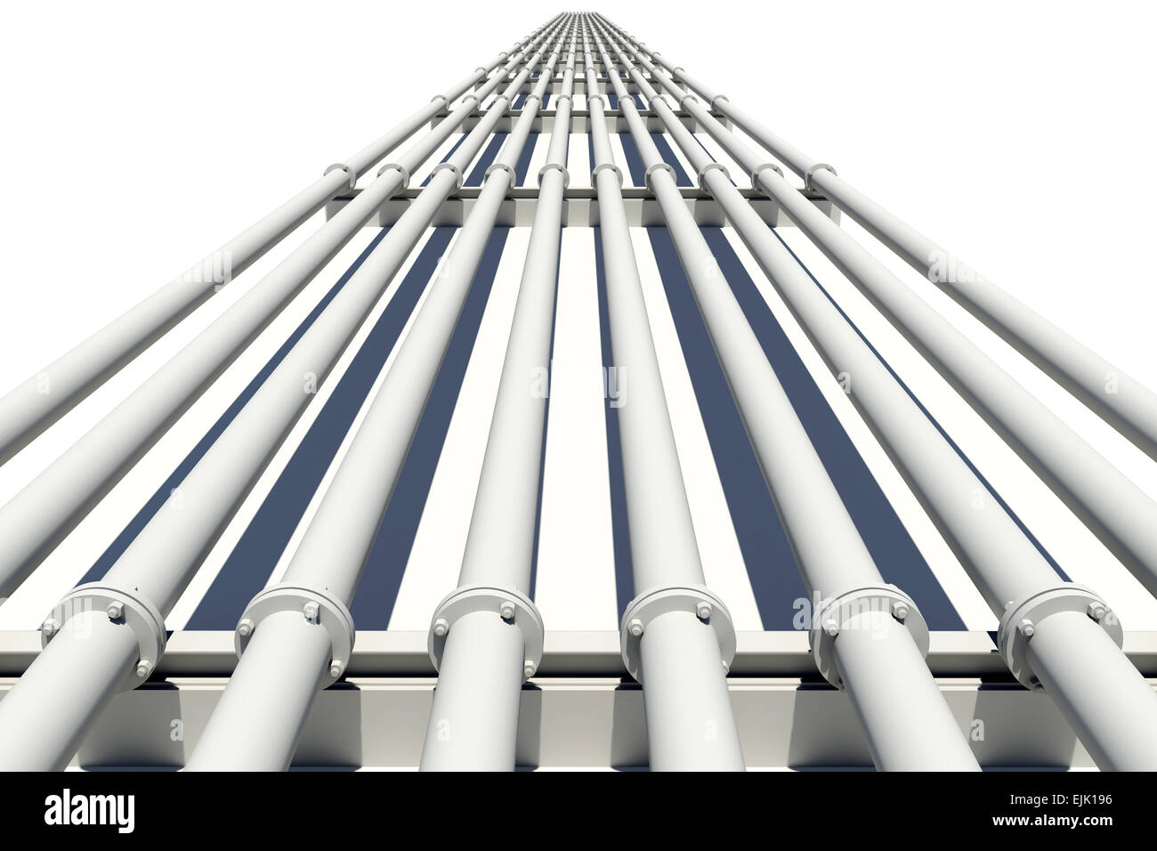 White industrial pipes stretching into distance. Isolated Stock Photo ...