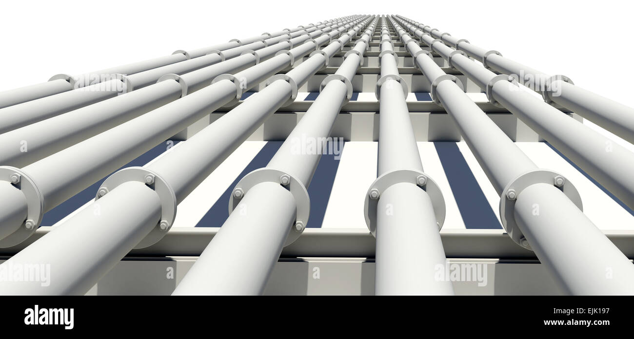 Many industrial pipes stretching into distance. Isolated Stock Photo ...