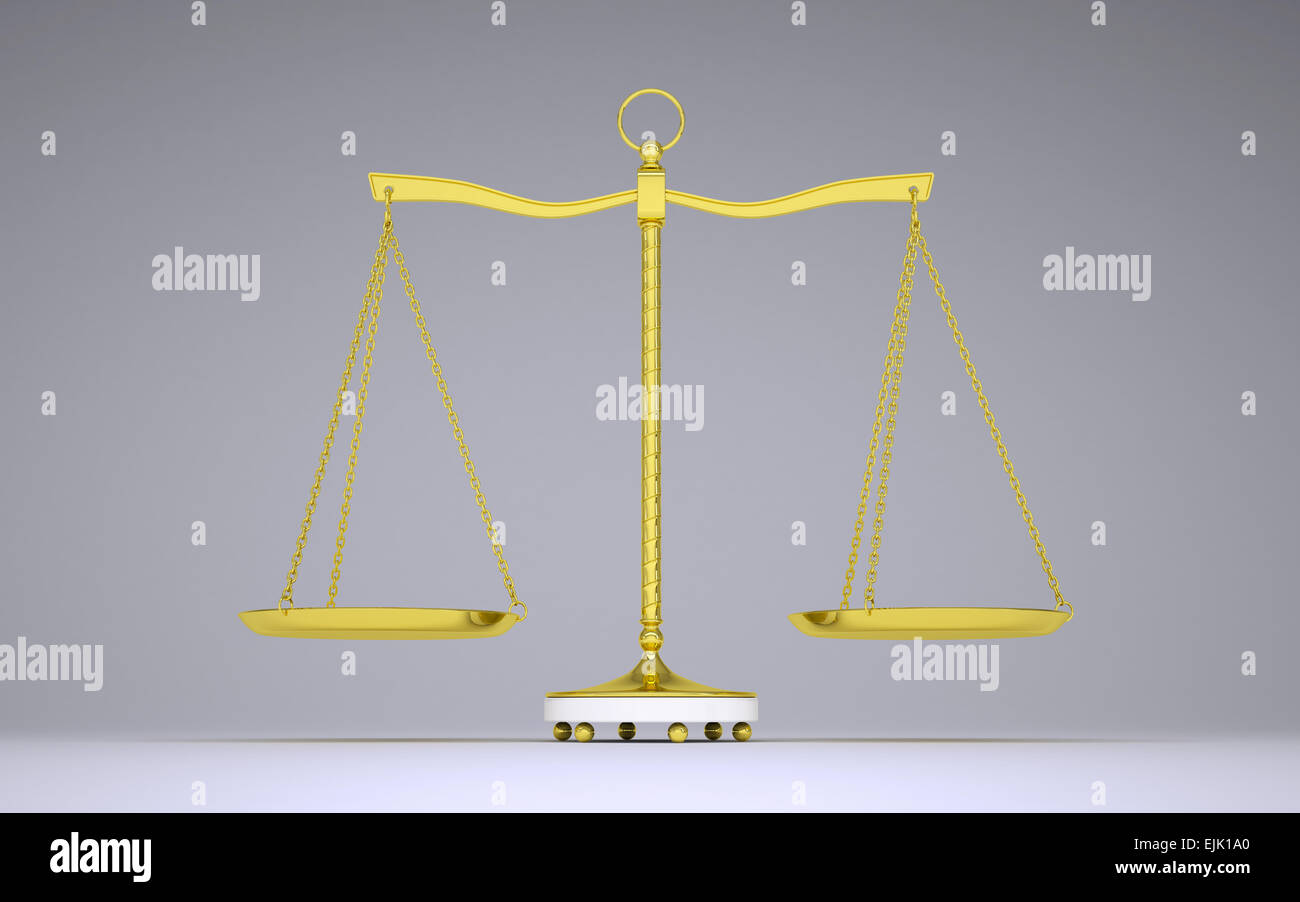 Gold beam balance with shadow. Front view Stock Photo - Alamy