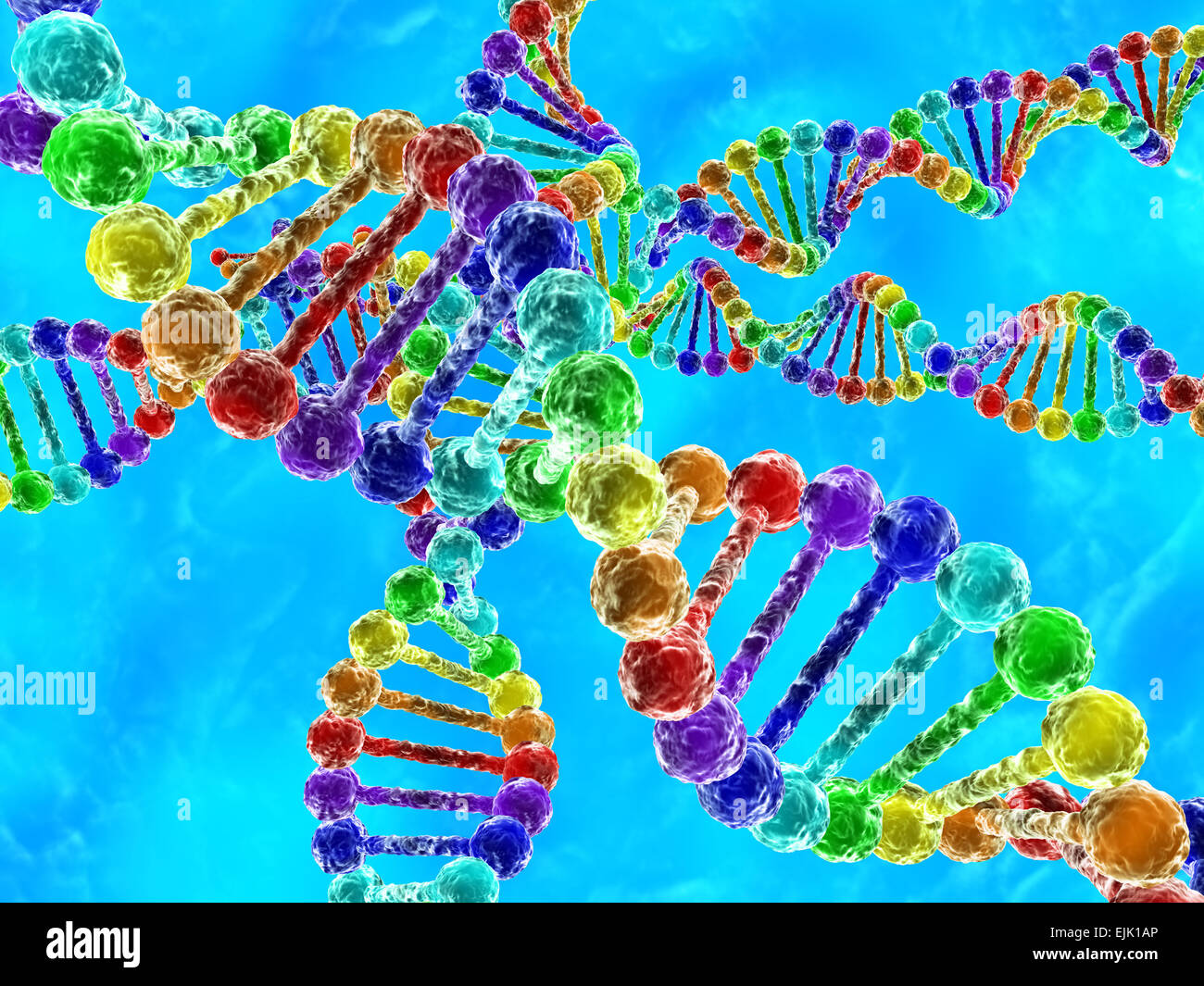 Rainbow DNA (deoxyribonucleic acid) with blue background Stock Photo ...