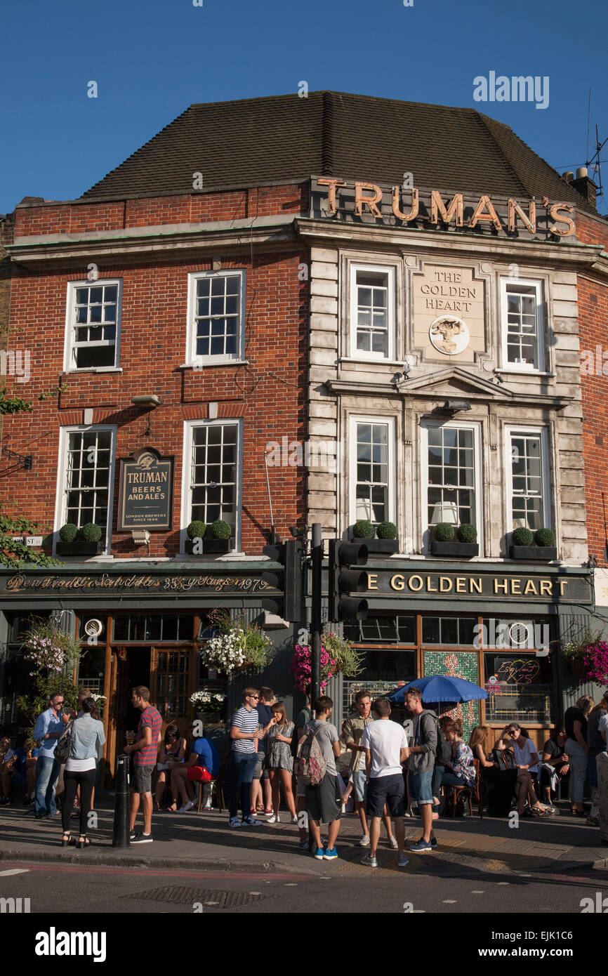 Golden Heart Pub, Commercial Street, Spitalfields, London Stock Photo ...