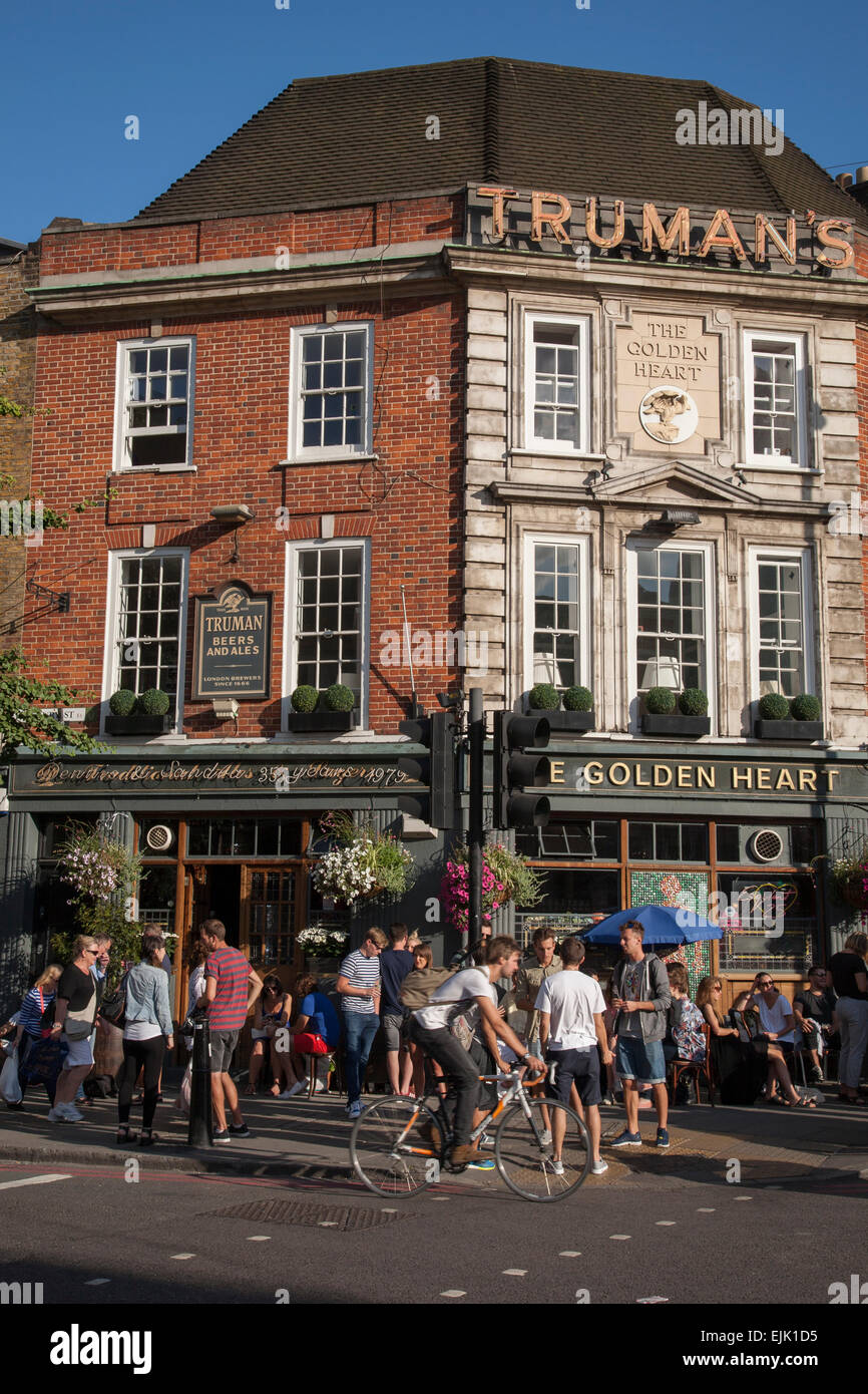 Golden Heart Pub, Commercial Street, Spitalfields, London Stock Photo ...