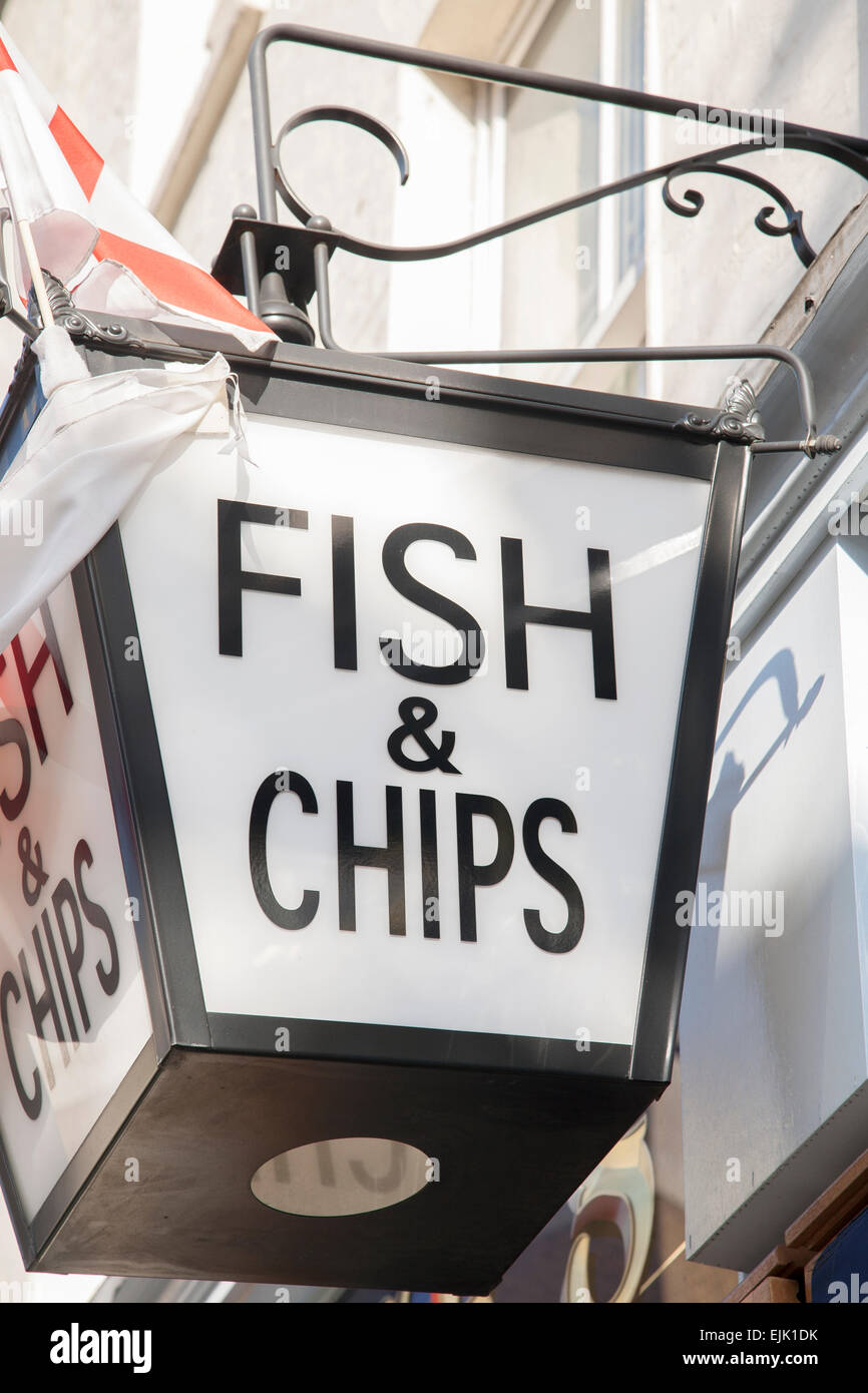 Fish and Chip Shop Sign Stock Photo - Alamy