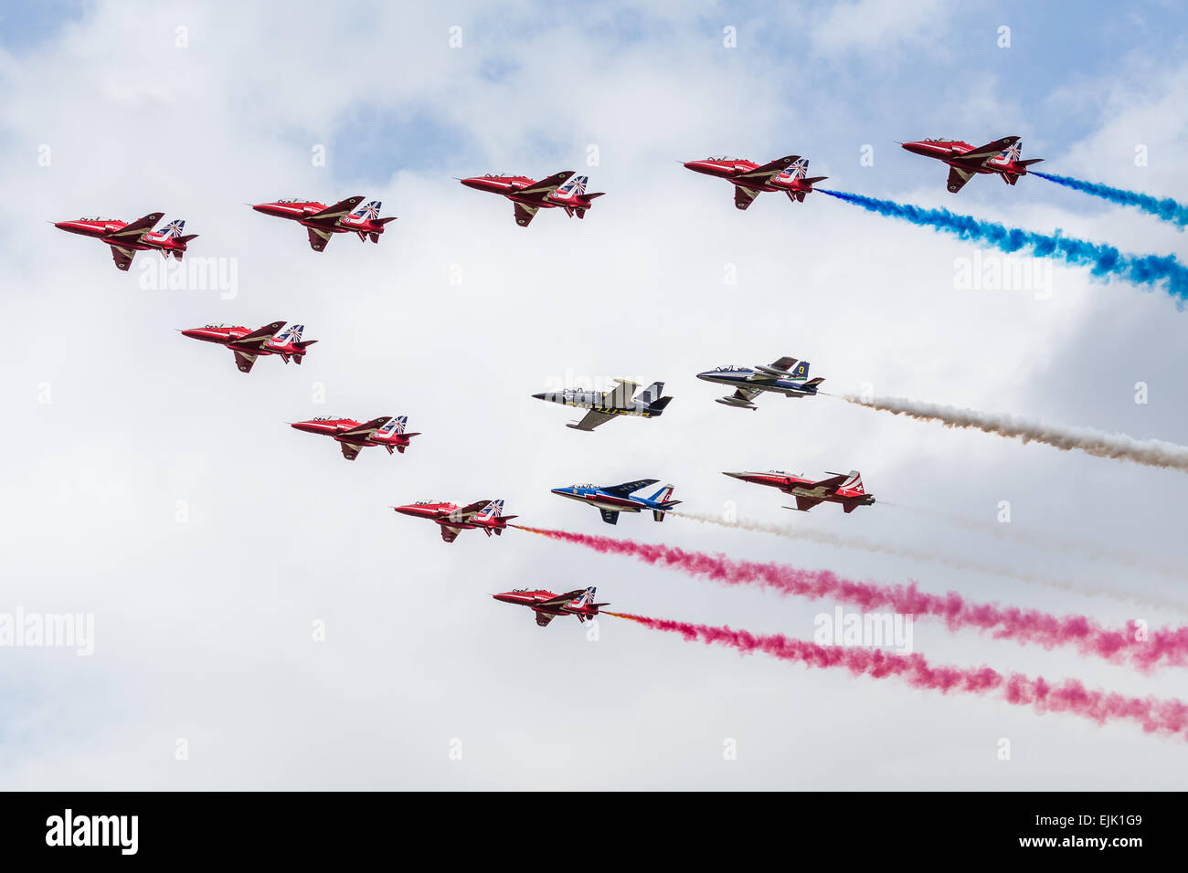 Red Arrows at RIAT 2014 with four leaders of four other display teams ...