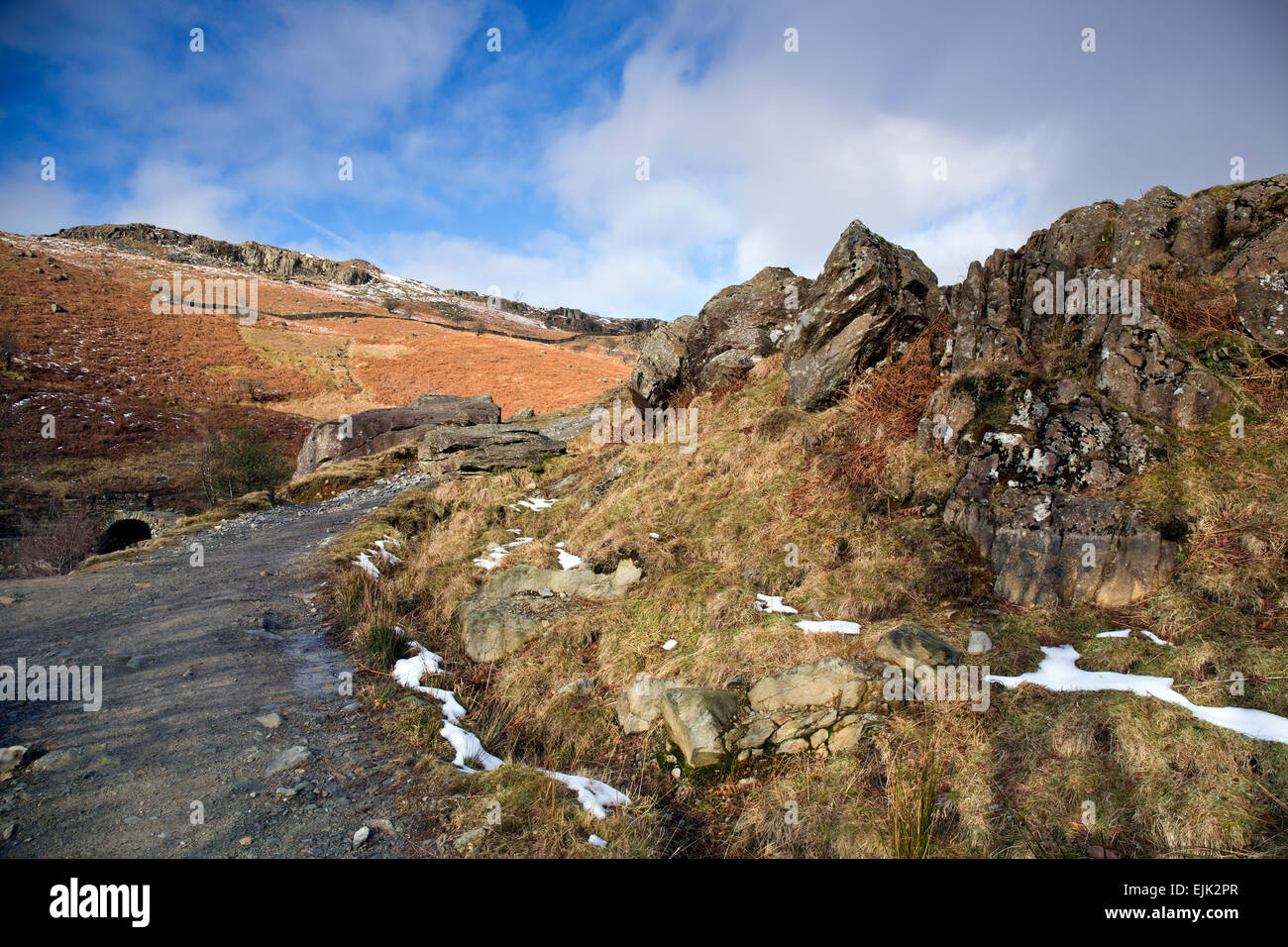Path by high Sweden bridge Scandale in winter Lake District National ...