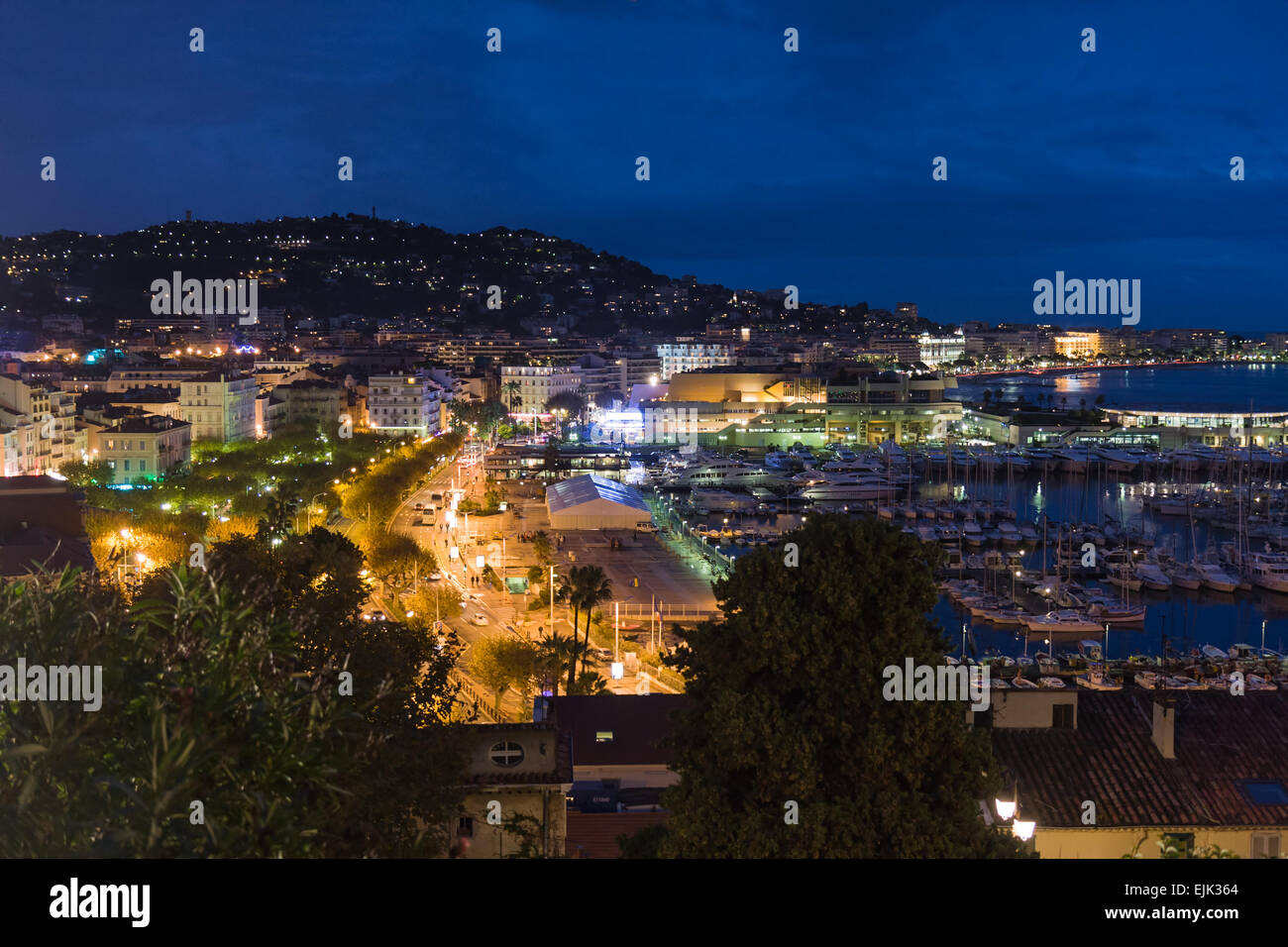 Cityscape by night from Cannes, France Stock Photo - Alamy