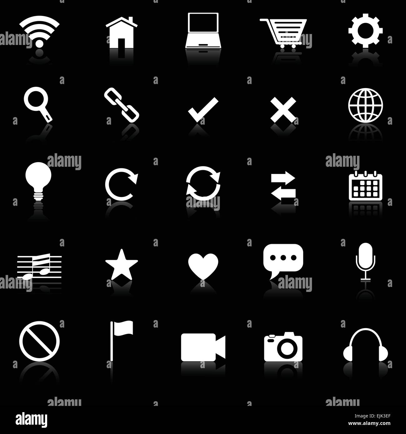Web icons with reflect on black background, stock vector Stock Vector ...