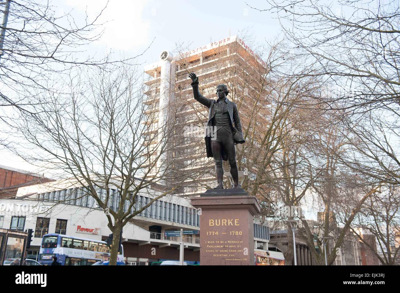 Bronze statue of Edmund Burke, MP for Bristol 1774 - 1780, erected in ...