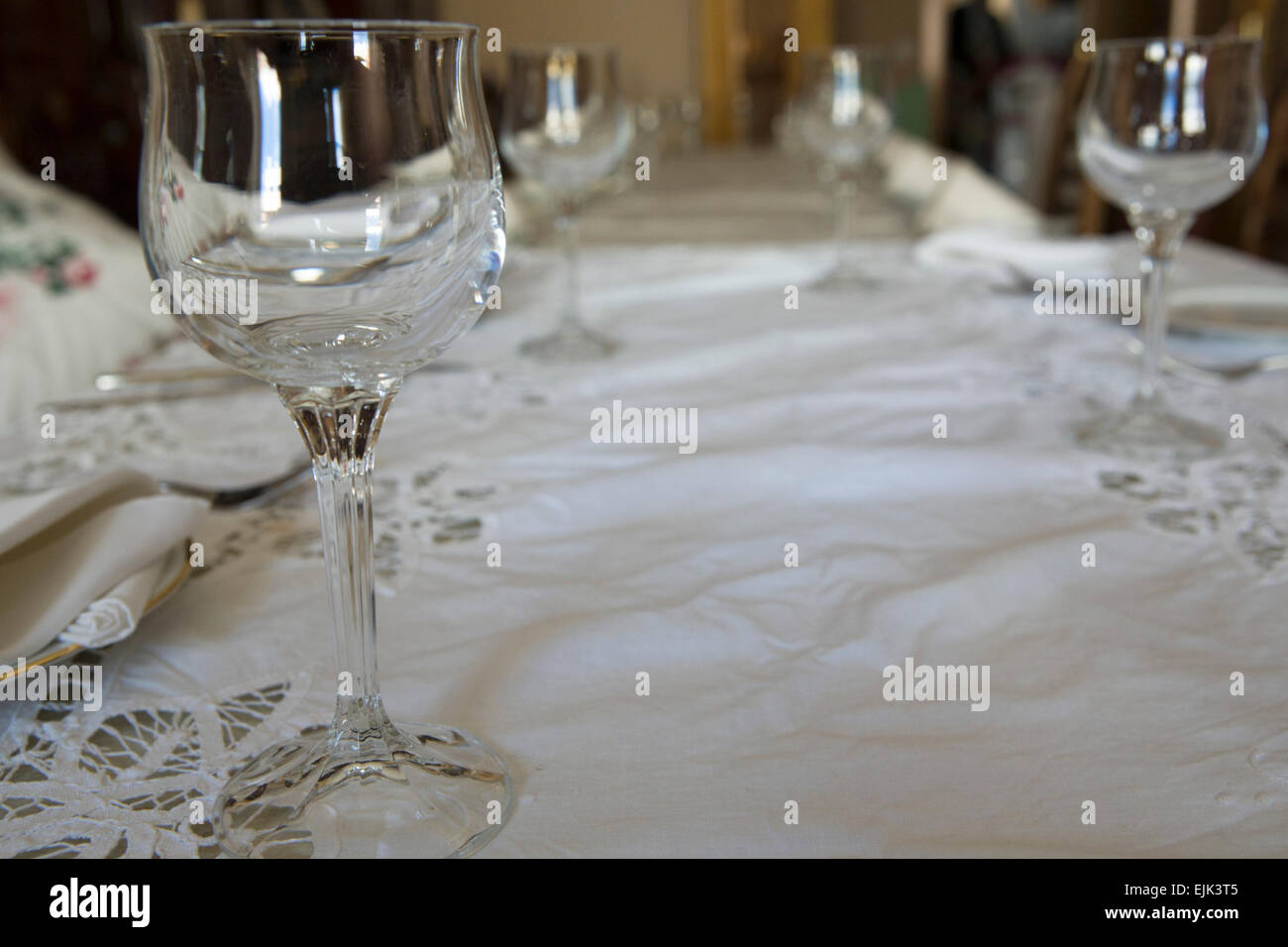 Long lunch table at home, ready to serve, Cordoba, Spain Stock Photo ...