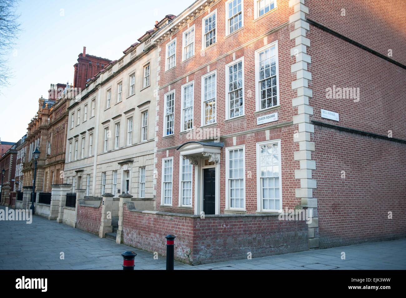 A row of georgian houses in Queen Square Bristol Stock Photo - Alamy