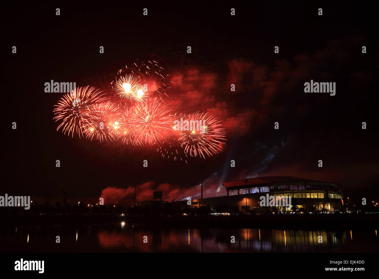 Sport opening celebration fireworks hi-res stock photography and images ...