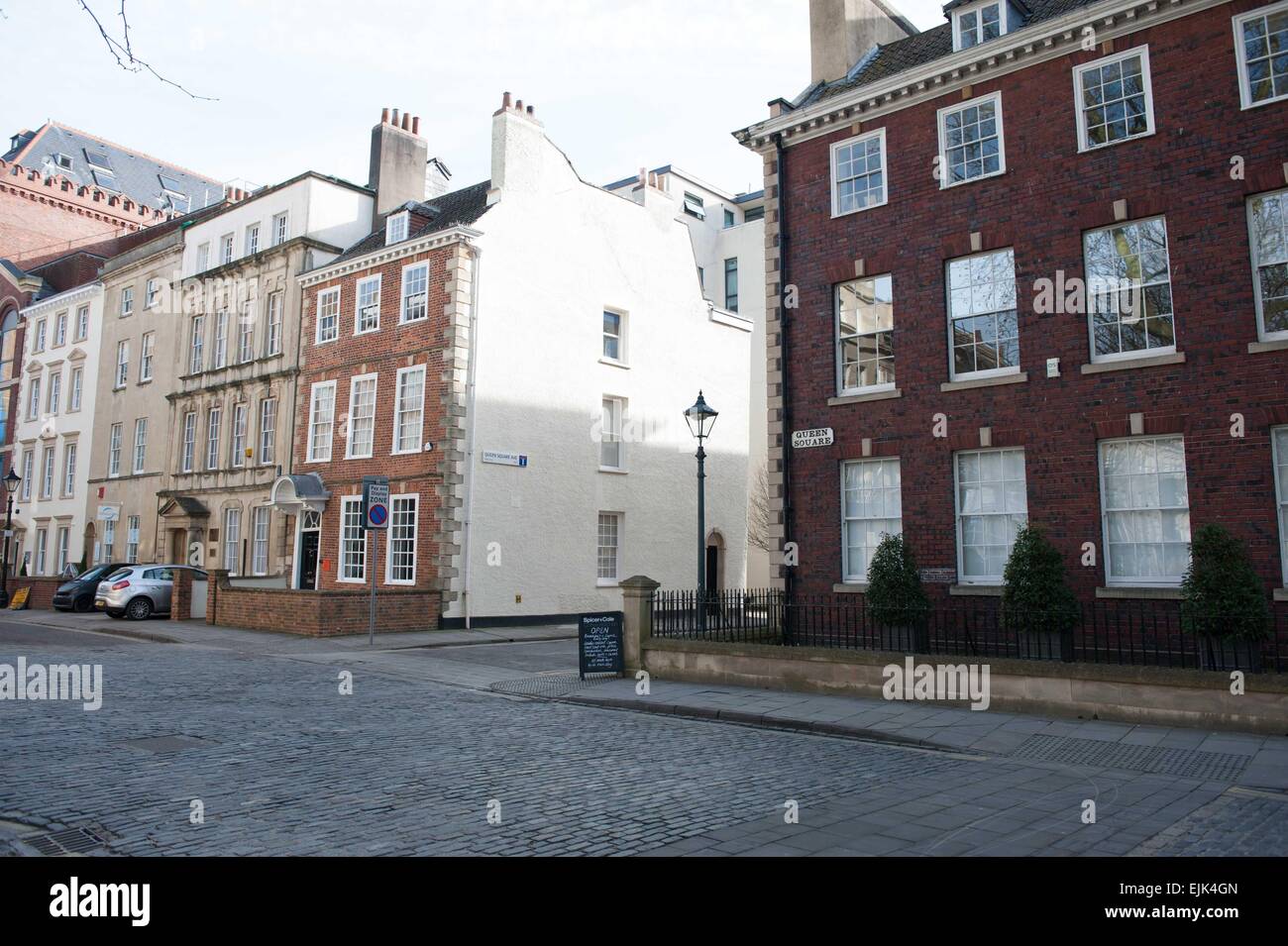 Regency buildings on Queen Square in Bristol city centre Stock Photo ...