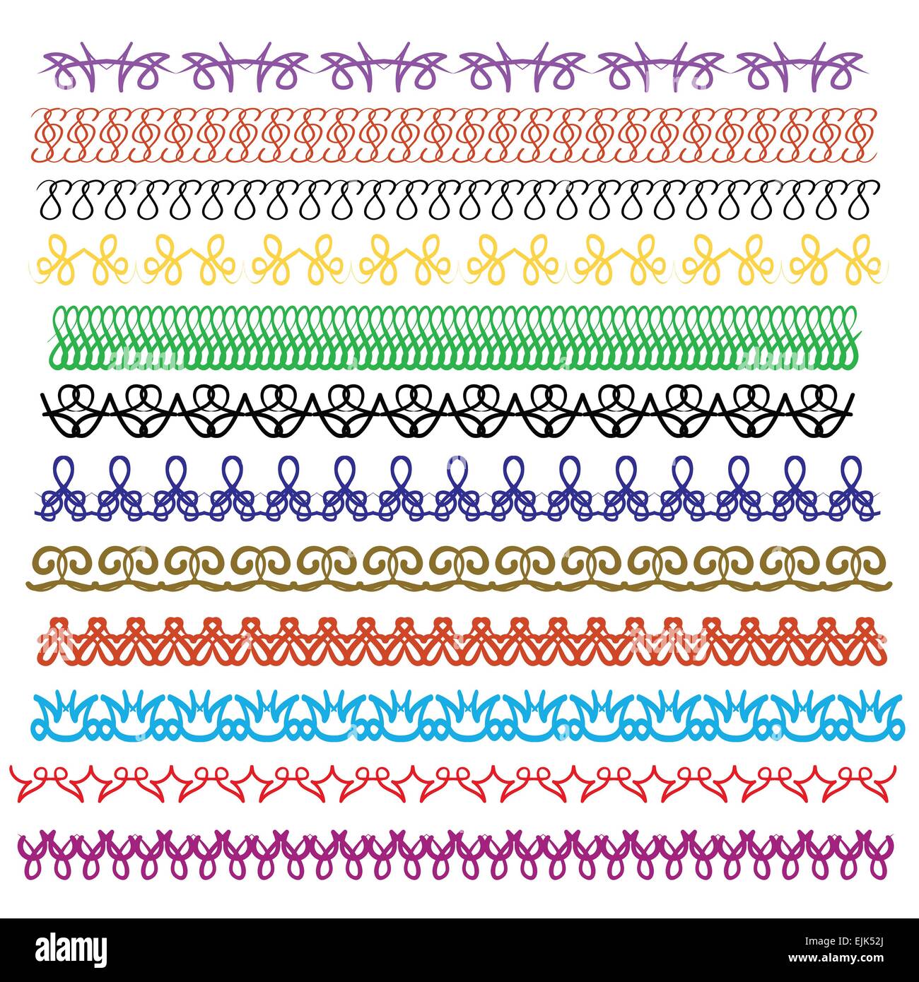 colorful illustration with sewing stitch on a white background Stock ...