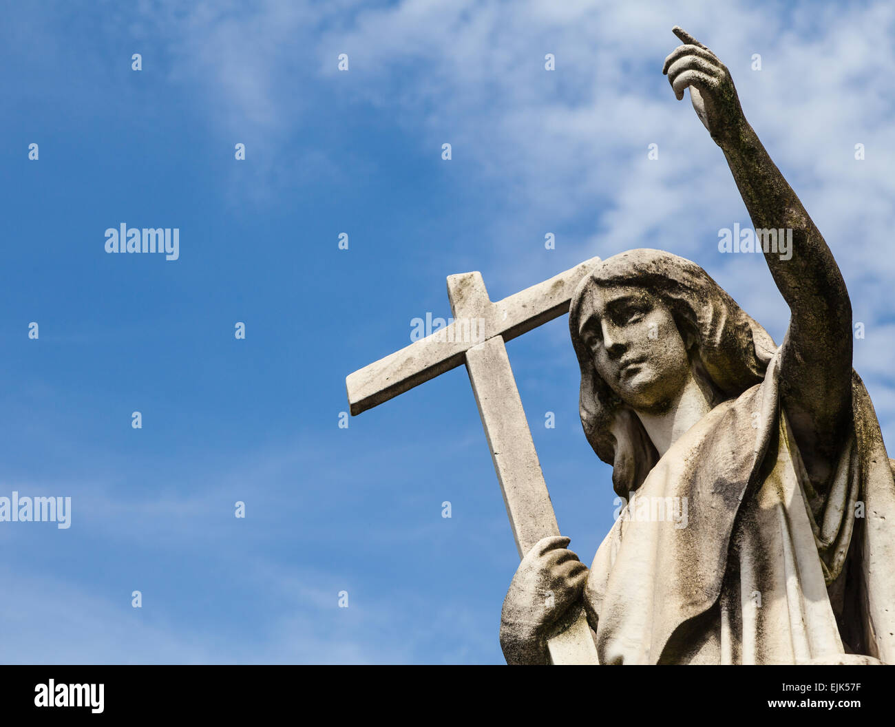 Cemetery statue in Italy, made of stone - more than 100 years old Stock ...