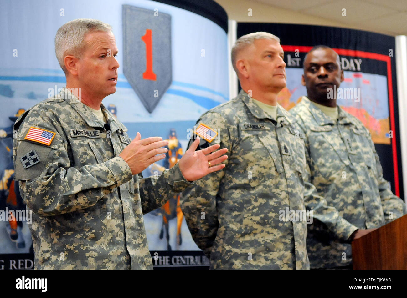 Brig. Gen. Donald M. MacWillie, Fort Riley senior commander, speaks to ...