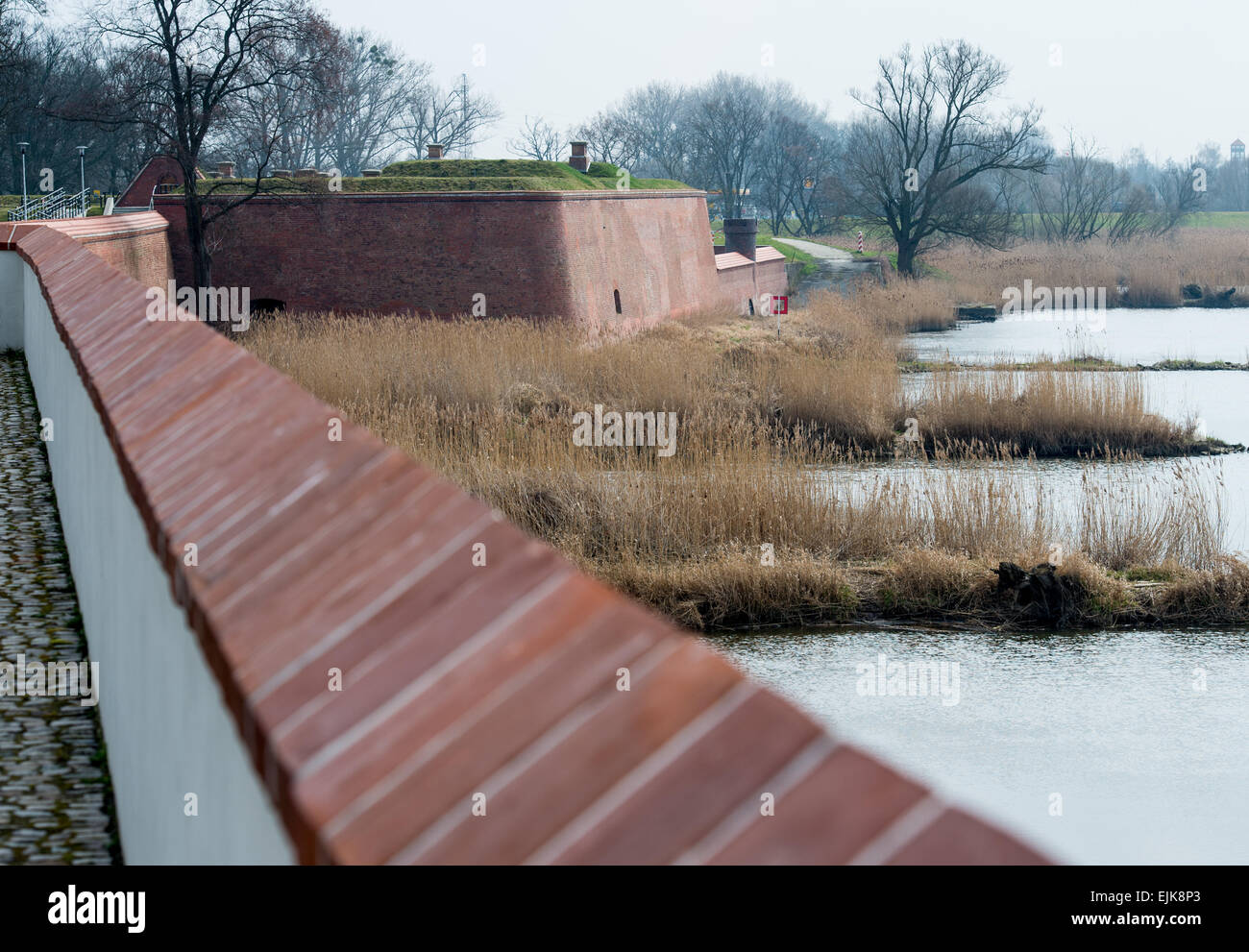 A southerly view of the fortress walls of the old towm of Kuestrin ...
